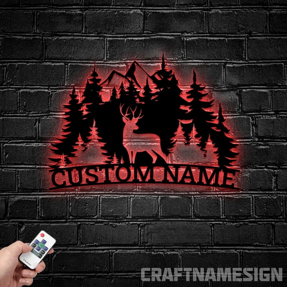 Craftnamesign Custom Deer Hunting Metal LED Light, Custom Hunter Name ...