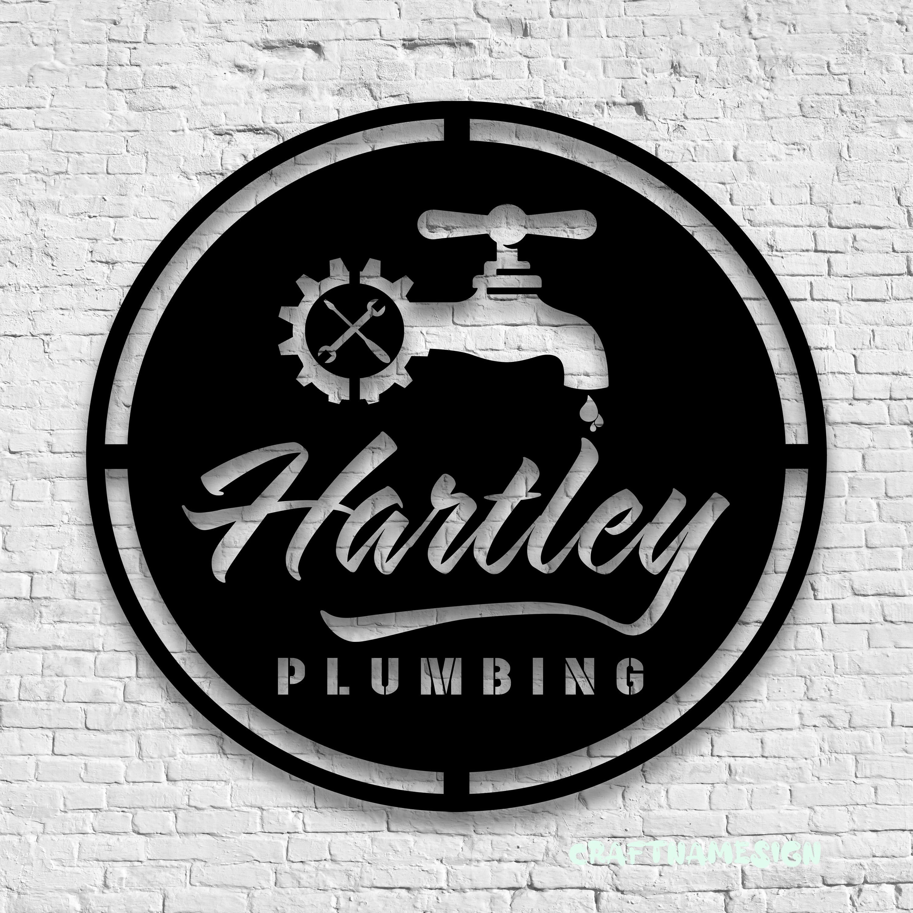 Craftnamesign Custom Plumbing Metal Wall Art LED Light, Plumber Name ...