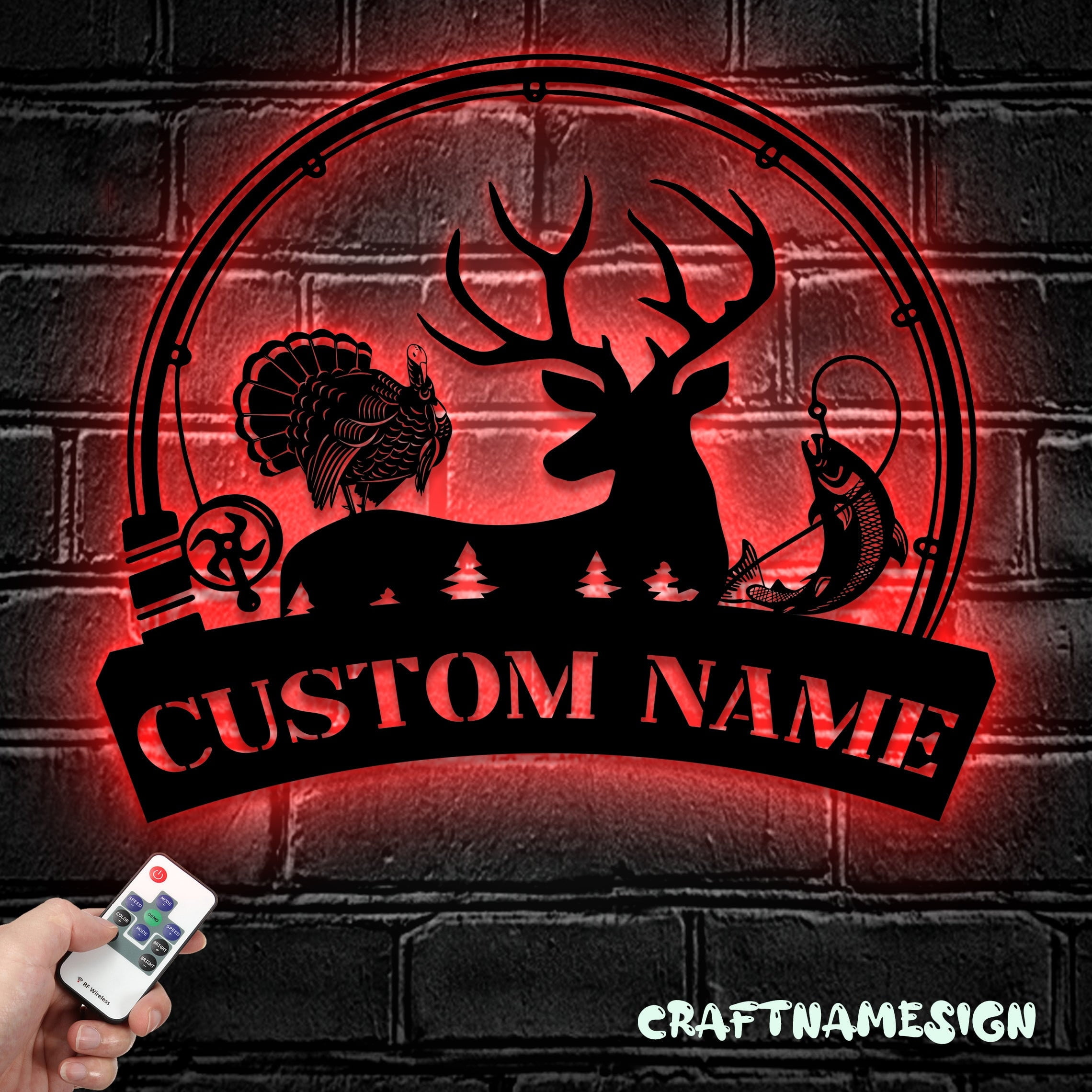 Craftnamesign Custom Deer Hunting Metal Wall Art LED Light, Hunting ...