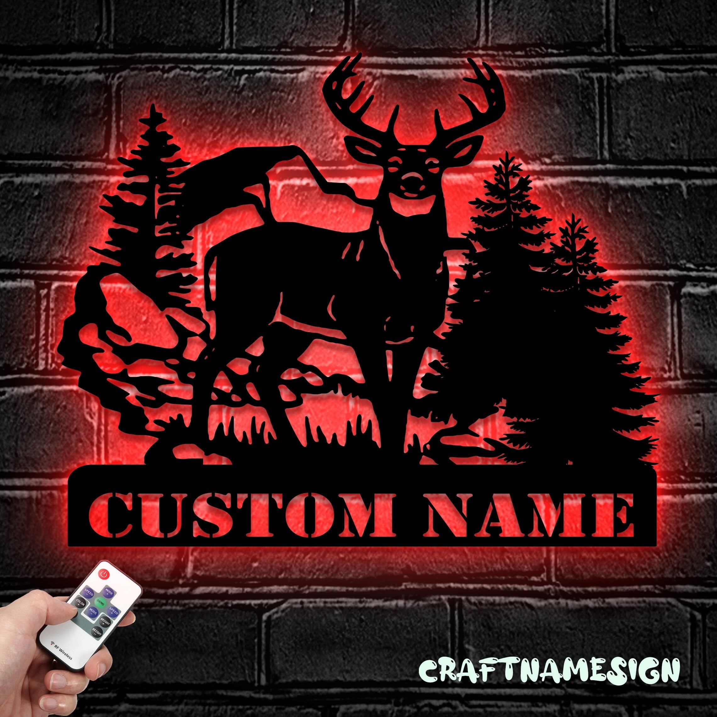Craftnamesign Custom Deer Hunting Metal Wall Art LED Light ...