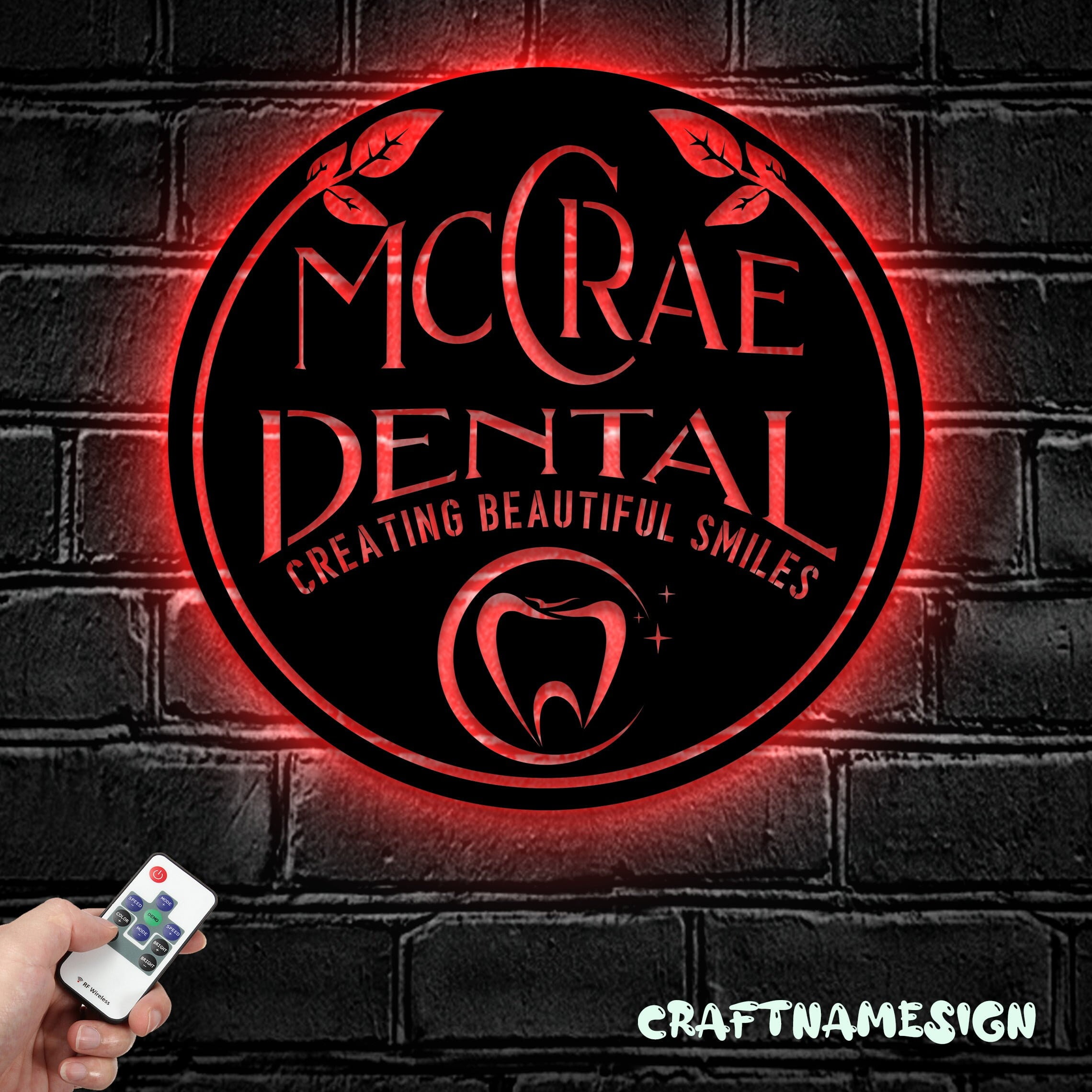 Craftnamesign Custom Dental Clinic Metal Wall Art LED Light ...