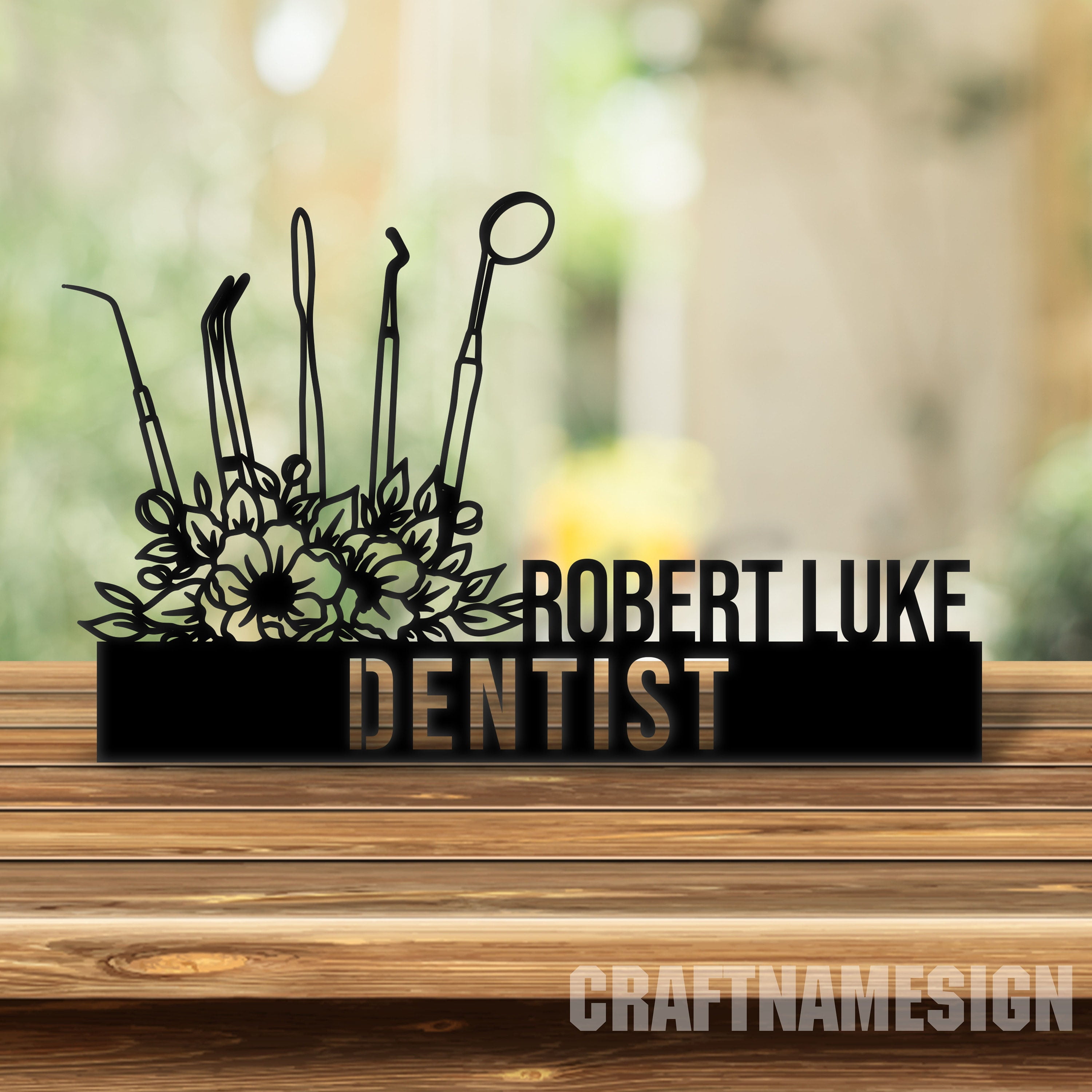 Craftnamesign Custom Dentist Wooden Desk Name Plate, Dentist Metal ...