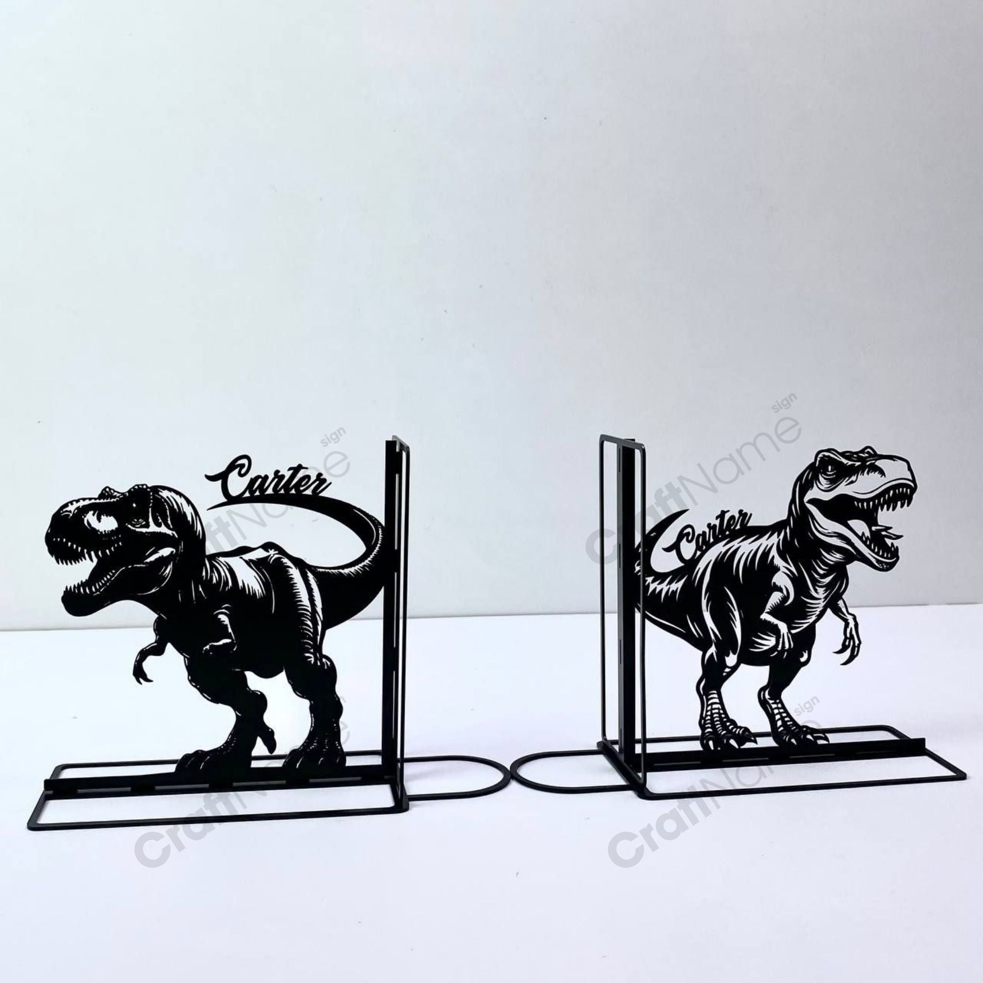 Craftnamesign Custom Dinosaur Metal Bookends for Shelves, Dinosaur Book ...
