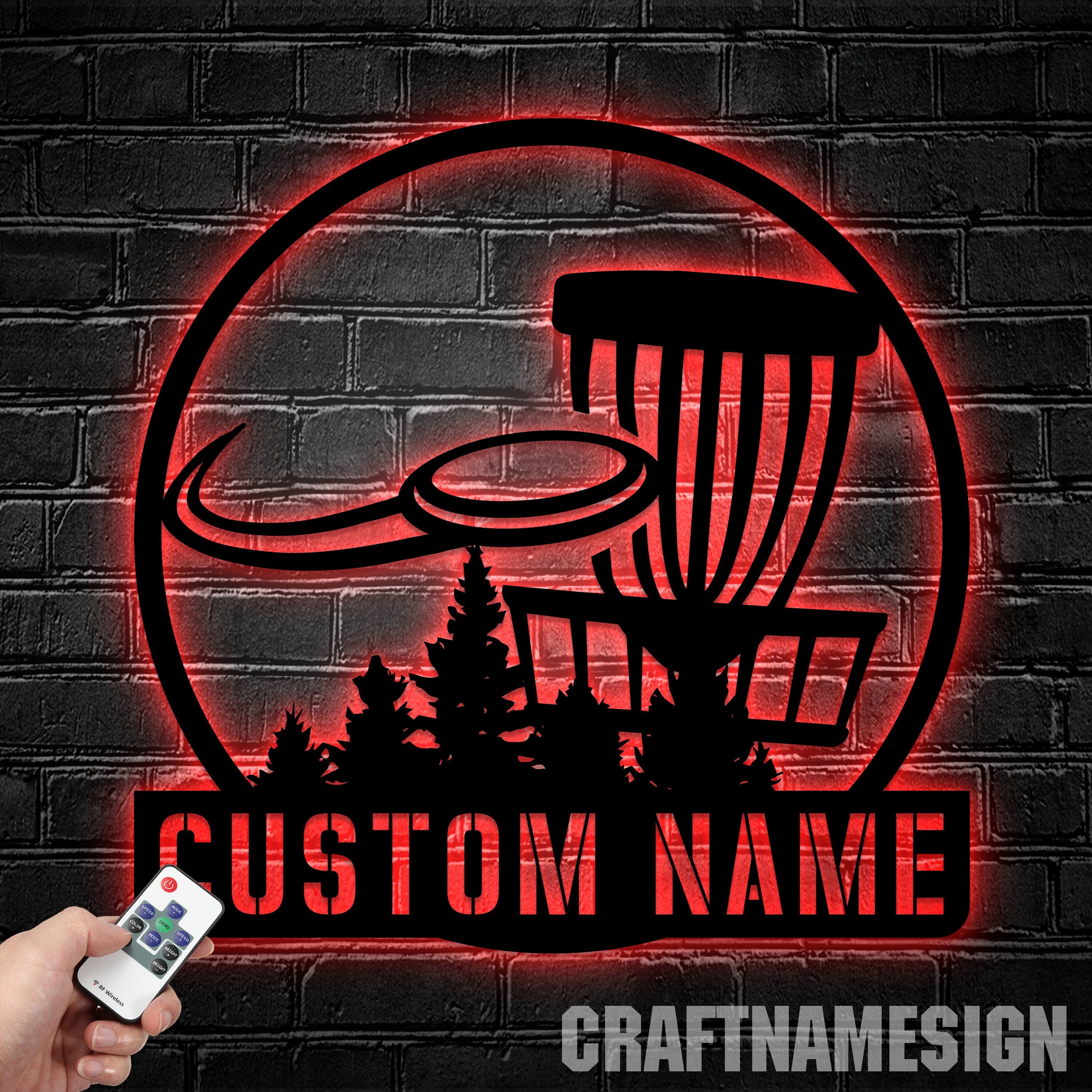 Craftnamesign Custom Disc Golf Metal LED Light, Personalized Disc Golf ...