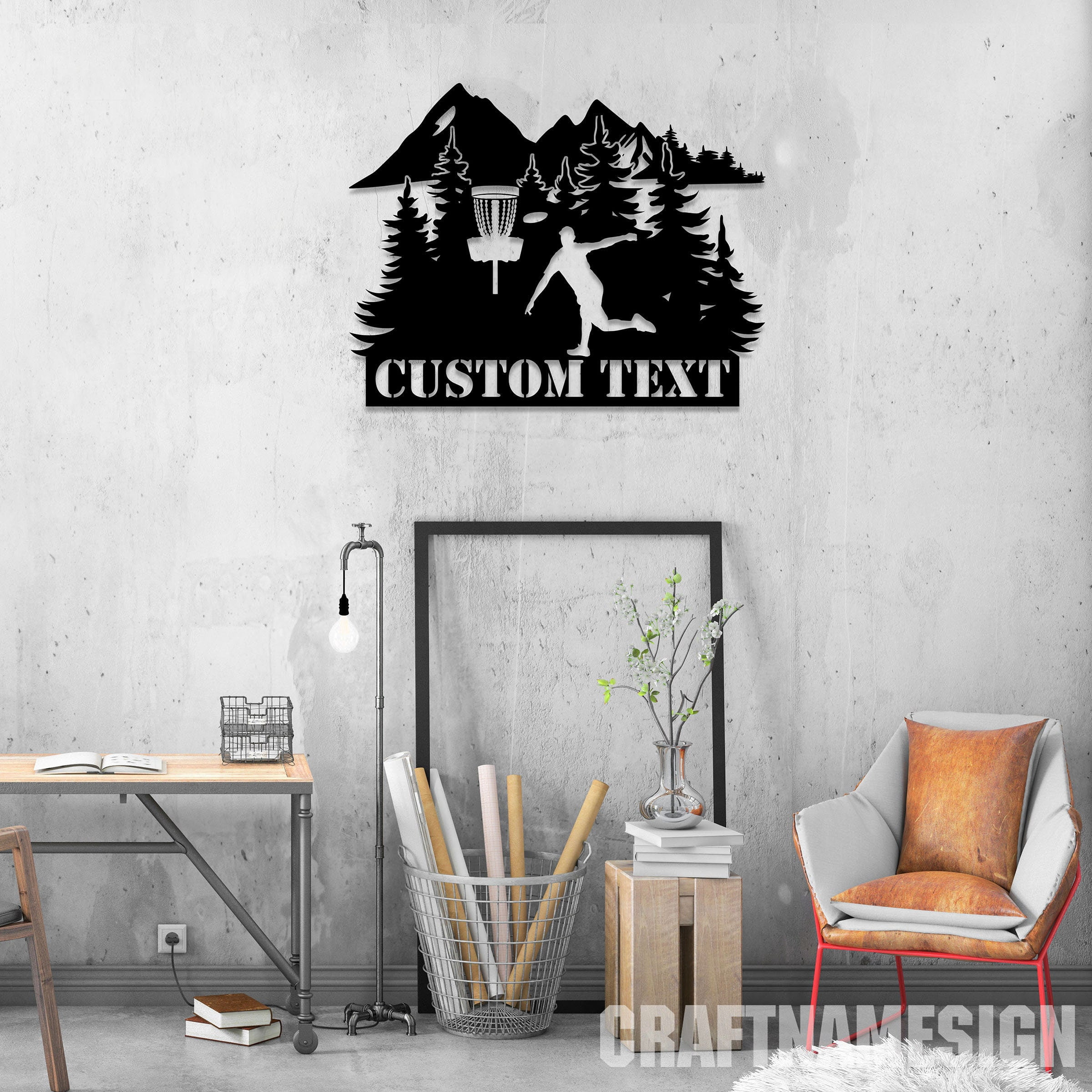 Craftnamesign Custom Disc Golf Metal Wall Art LED Light, Disc Golfer ...