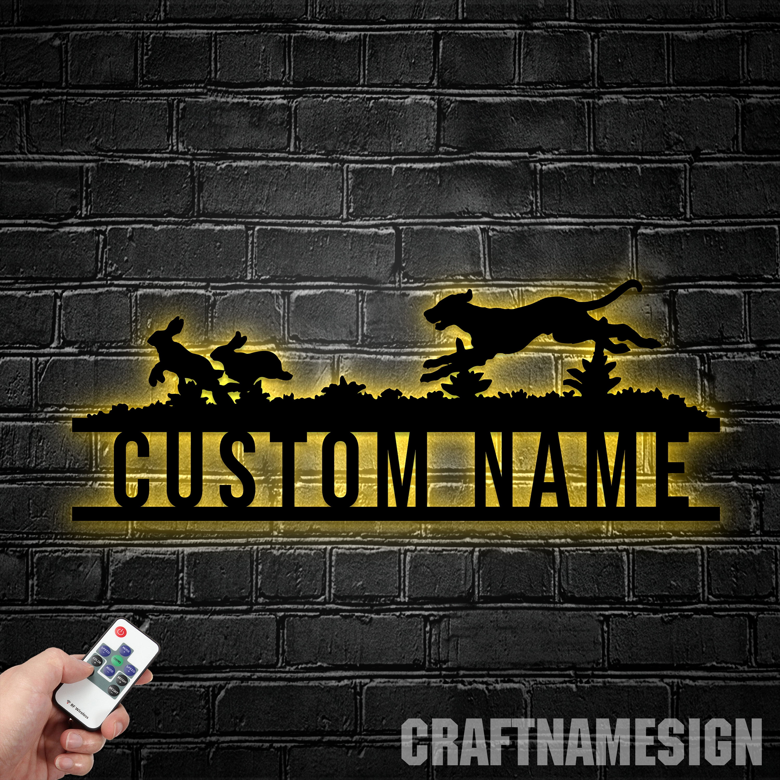 Craftnamesign Custom Dog Chasing Rabbit Metal Art, Personalized Dog ...