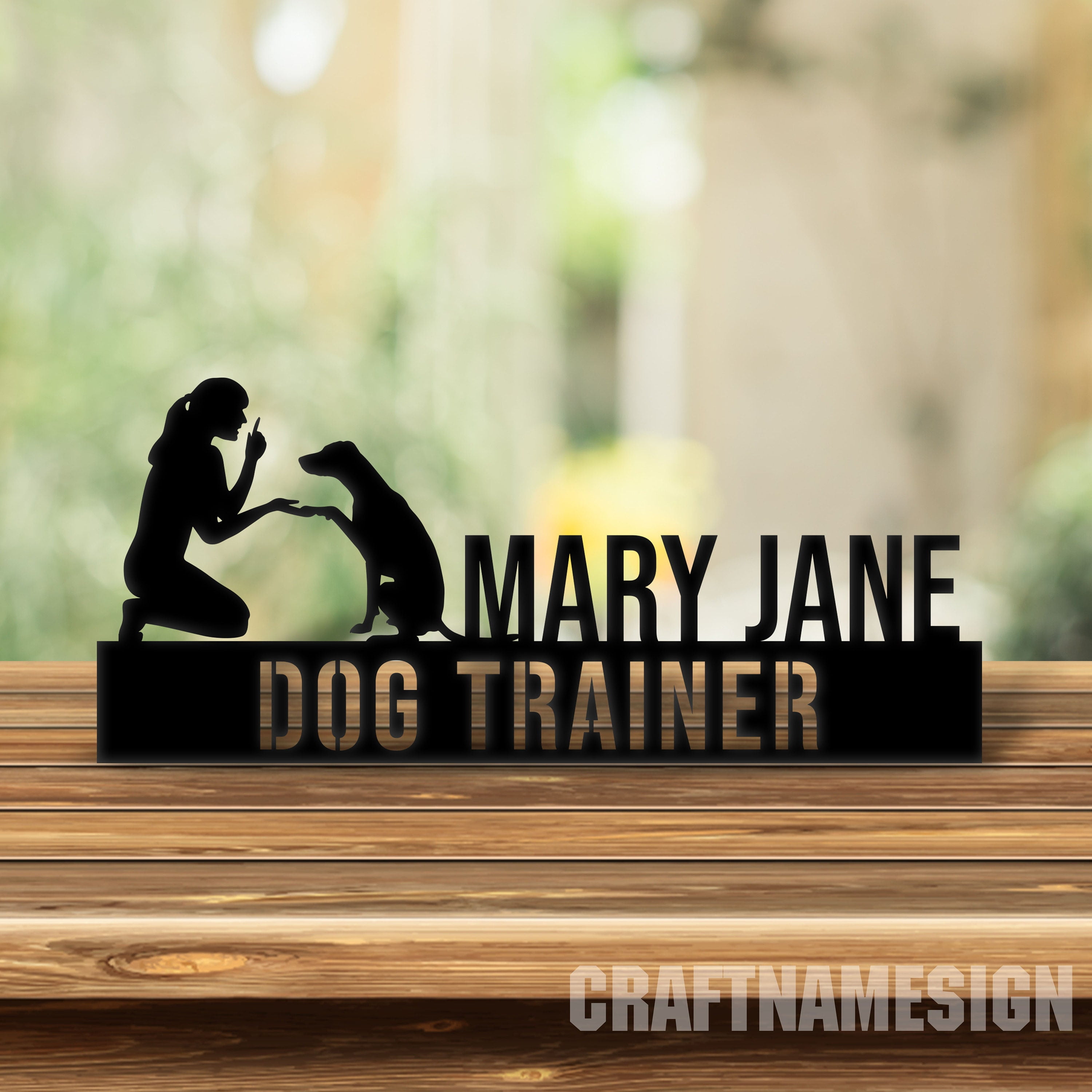 Craftnamesign Custom Dog Trainer Wooden Desk Name Plate, Dog Trainer ...