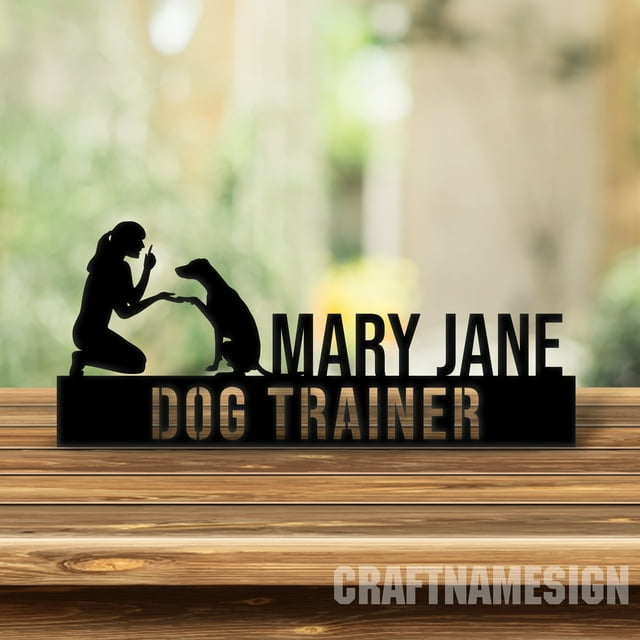 Craftnamesign Custom Dog Trainer Wooden Desk Name Plate, Dog Trainer ...