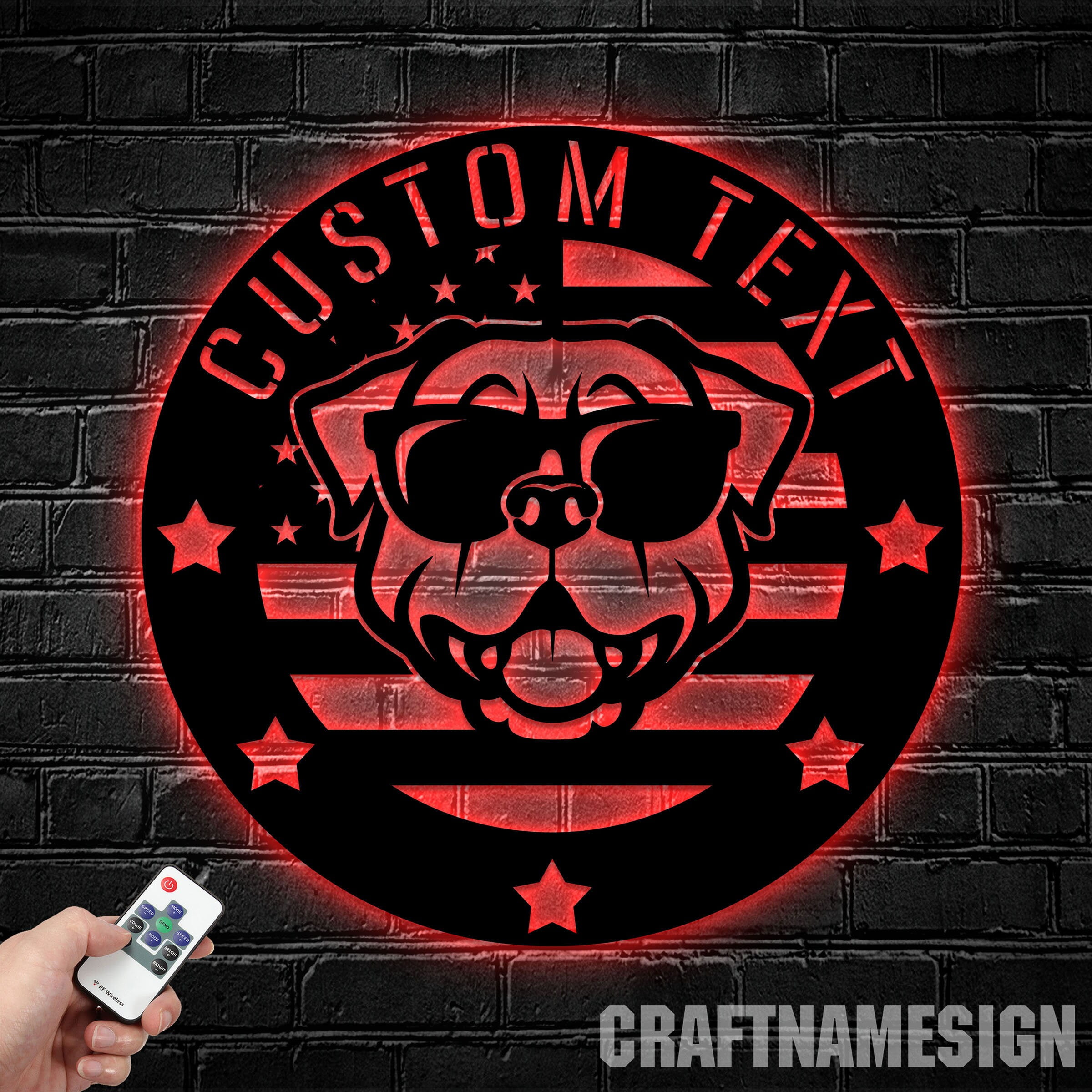 Craftnamesign Custom Dog US Flag Metal Wall Art LED Light, Custom Dog ...