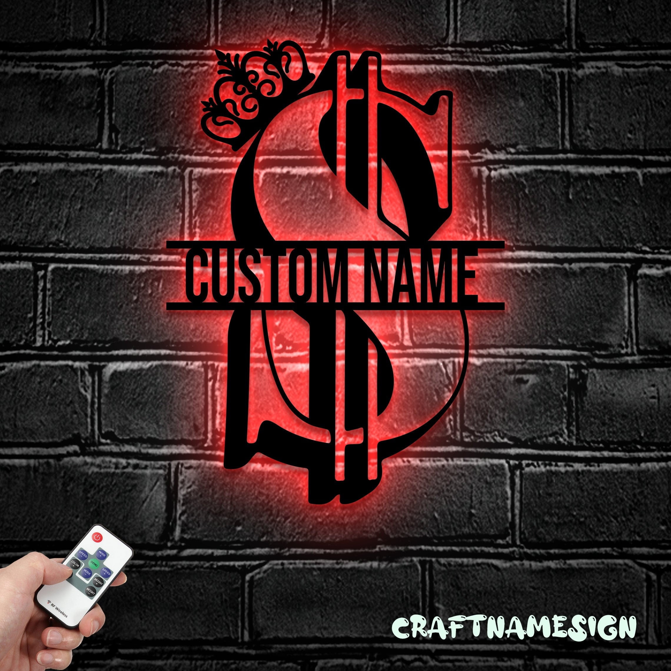 Craftnamesign Custom Dollar Money Symbol Metal Wall Art Led Light ...