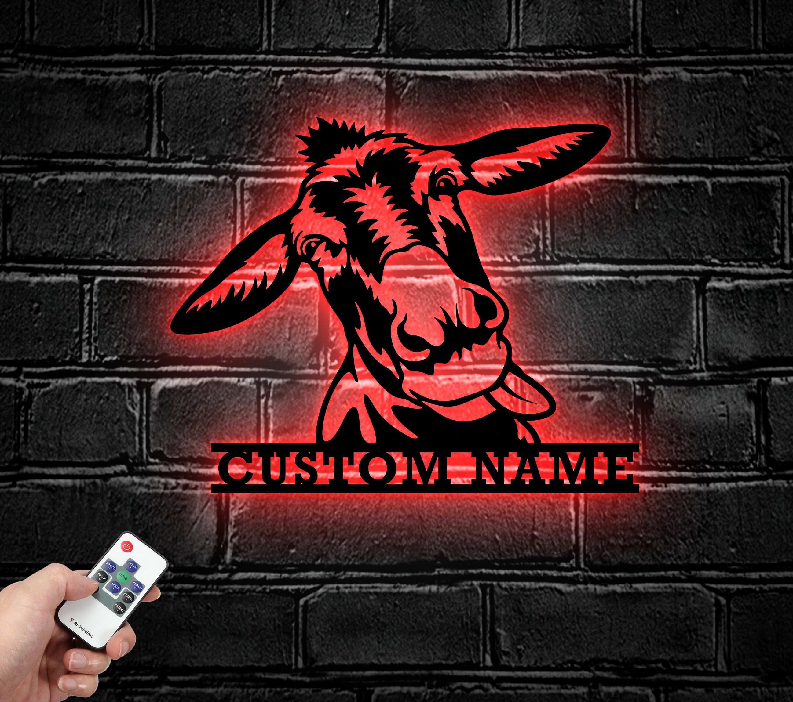 Craftnamesign Custom Donkey Farmhouse Metal Sign LED Light, Donkey Wall ...