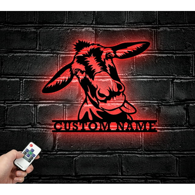 Craftnamesign Custom Donkey Farmhouse Metal Sign LED Light, Donkey Wall ...