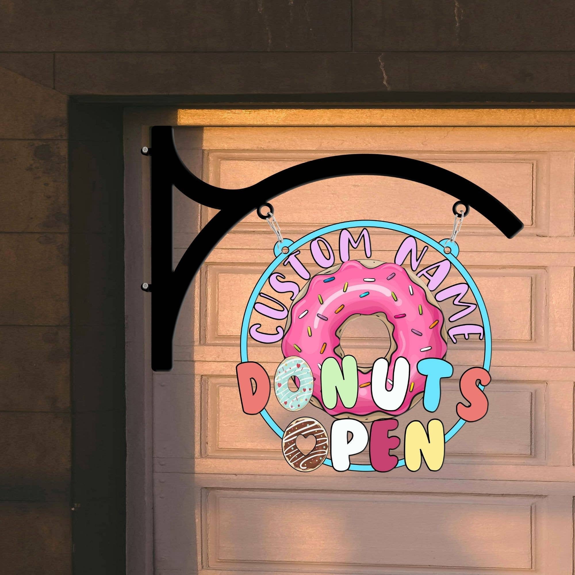Craftnamesign Custom Donuts Open Metal Wall Hanging Sign, Outdoor ...