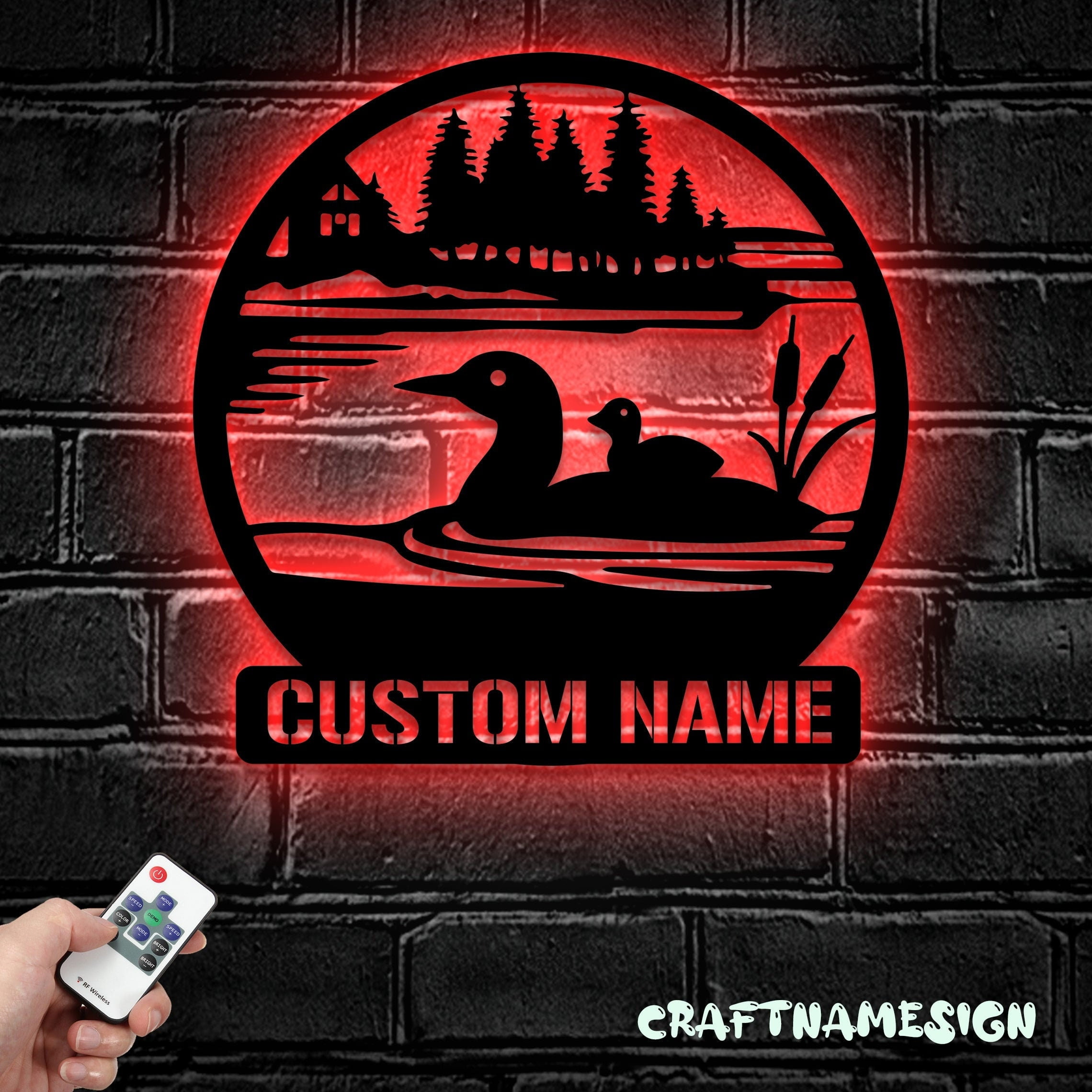 Craftnamesign Custom Duck Cabin Metal Wall Art LED Light, Custom Duck ...