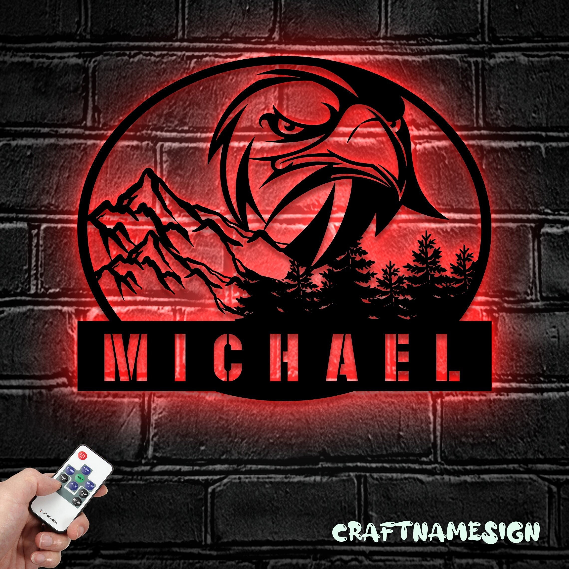 Craftnamesign Custom Eagle Metal Wall Art LED Light, Personalized ...