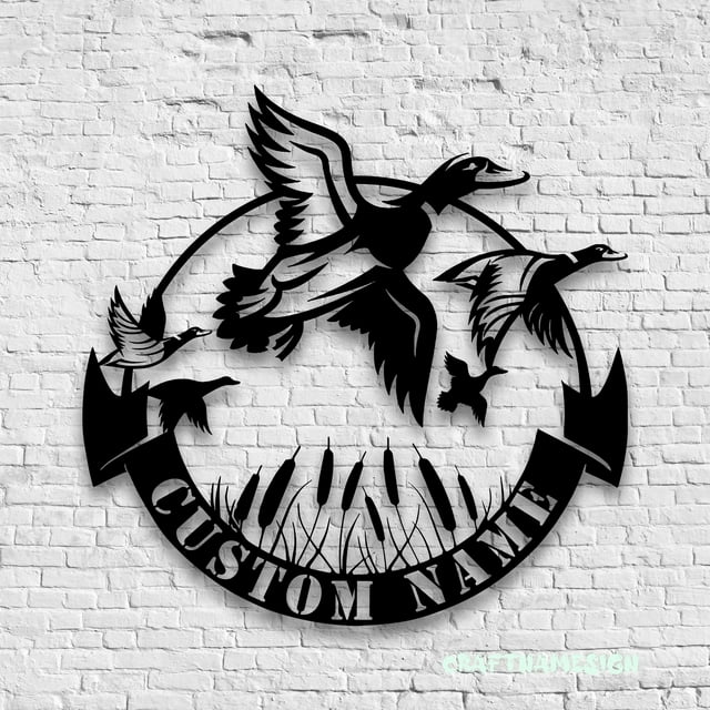 Craftnamesign Custom Duck Hunting Metal Wall Art LED Lights, Custom ...