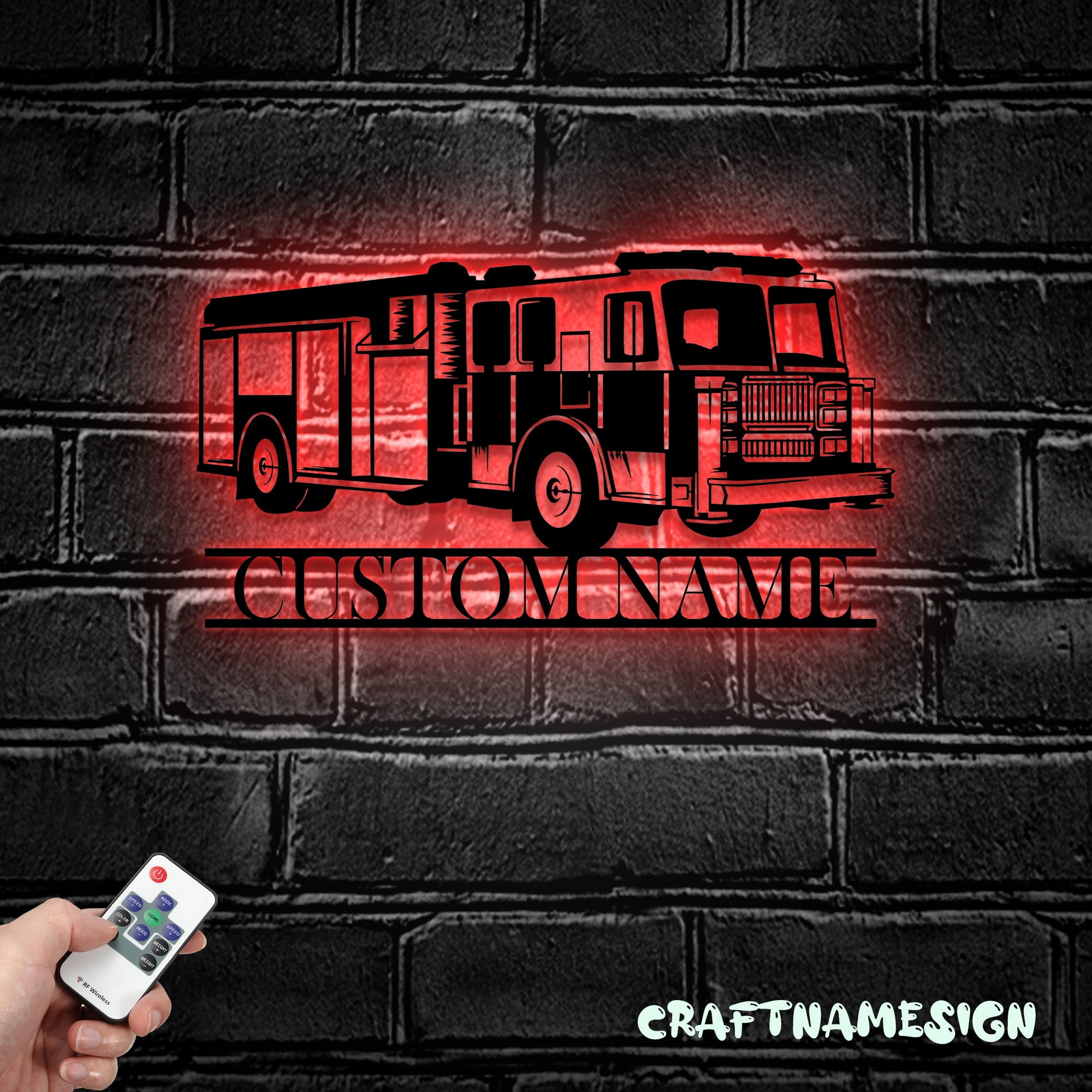 Craftnamesign Custom Engine Fire Truck Metal Wall Art, Custom Fireman ...