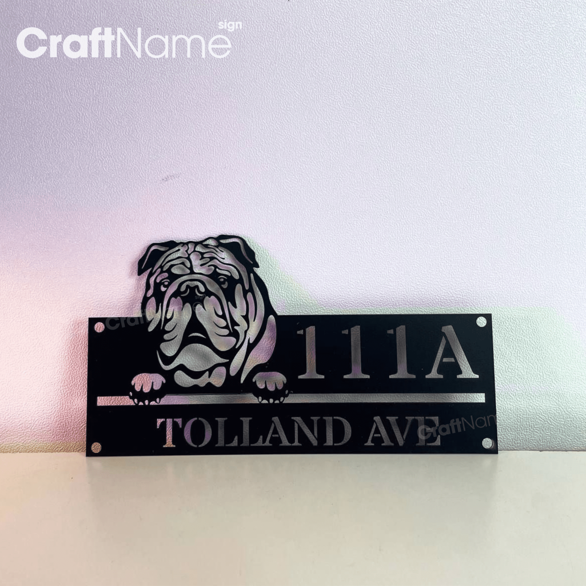 Craftnamesign Custom English Bulldog Metal Address Sign, House Number ...
