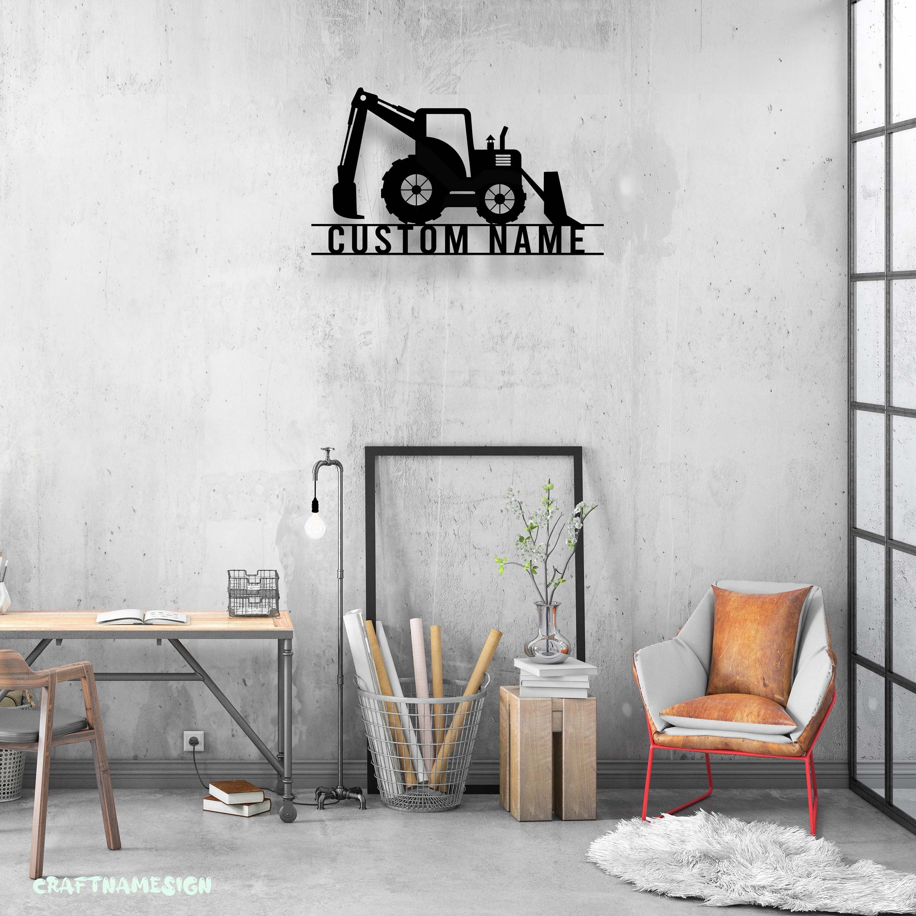 Craftnamesign Custom Excavator Metal Sign LED Light, Excavator Digger ...