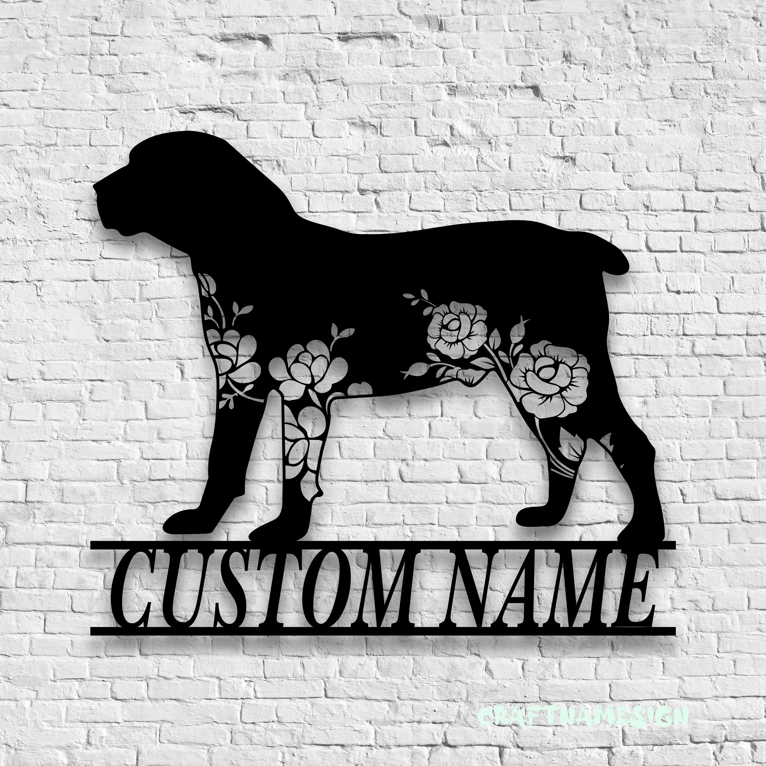Craftnamesign Custom FLoral Boerboel Metal Wall Art LED Light, Flower ...