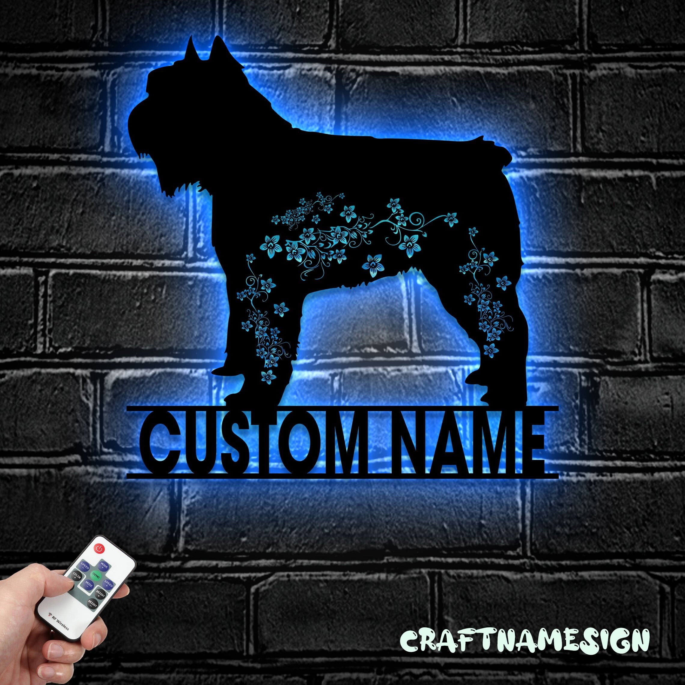 Craftnamesign Custom FLoral Bouviers des Flandres Metal Wall Art LED ...