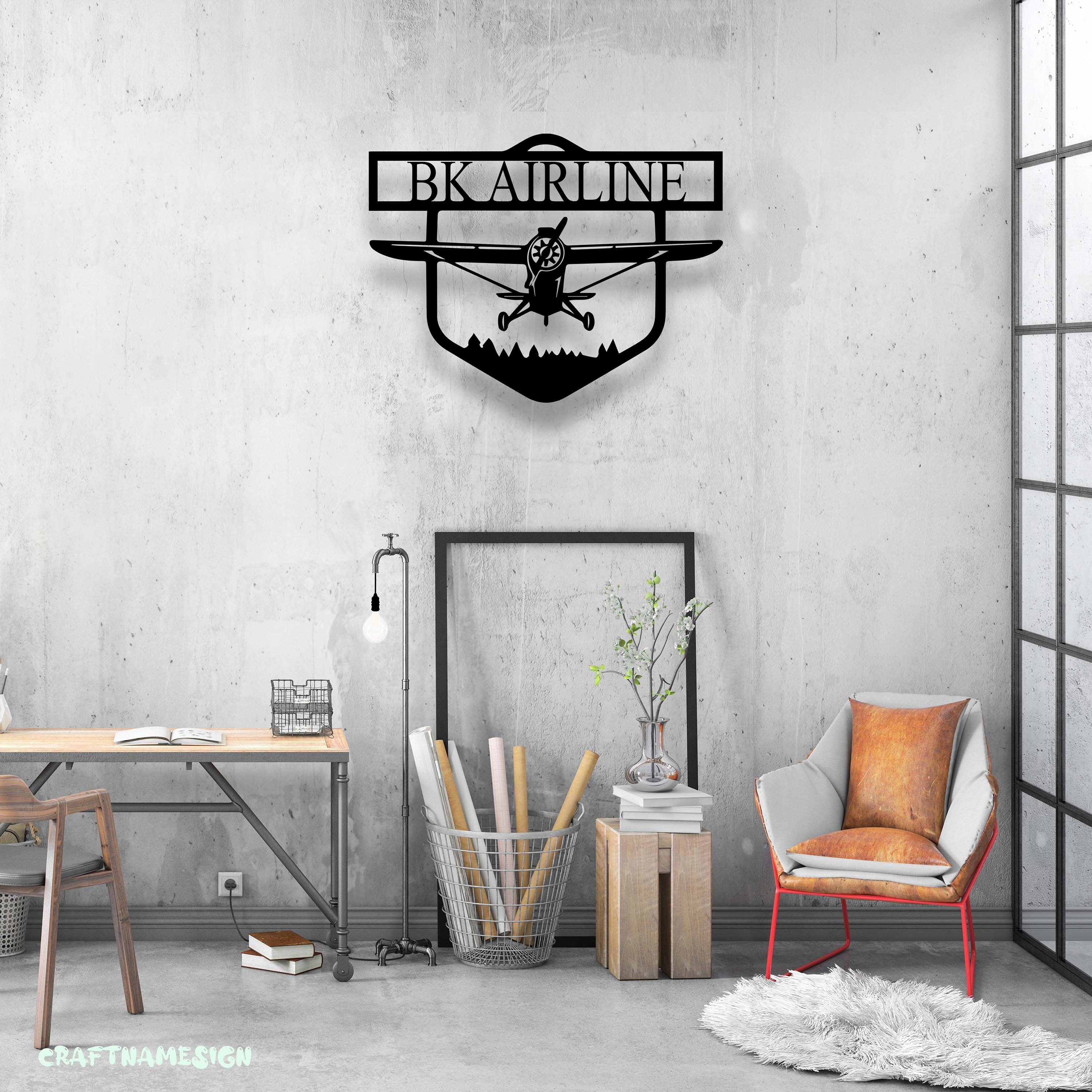 Craftnamesign Custom Airplane Metal Sign LED Light, Pilot Name Sign ...