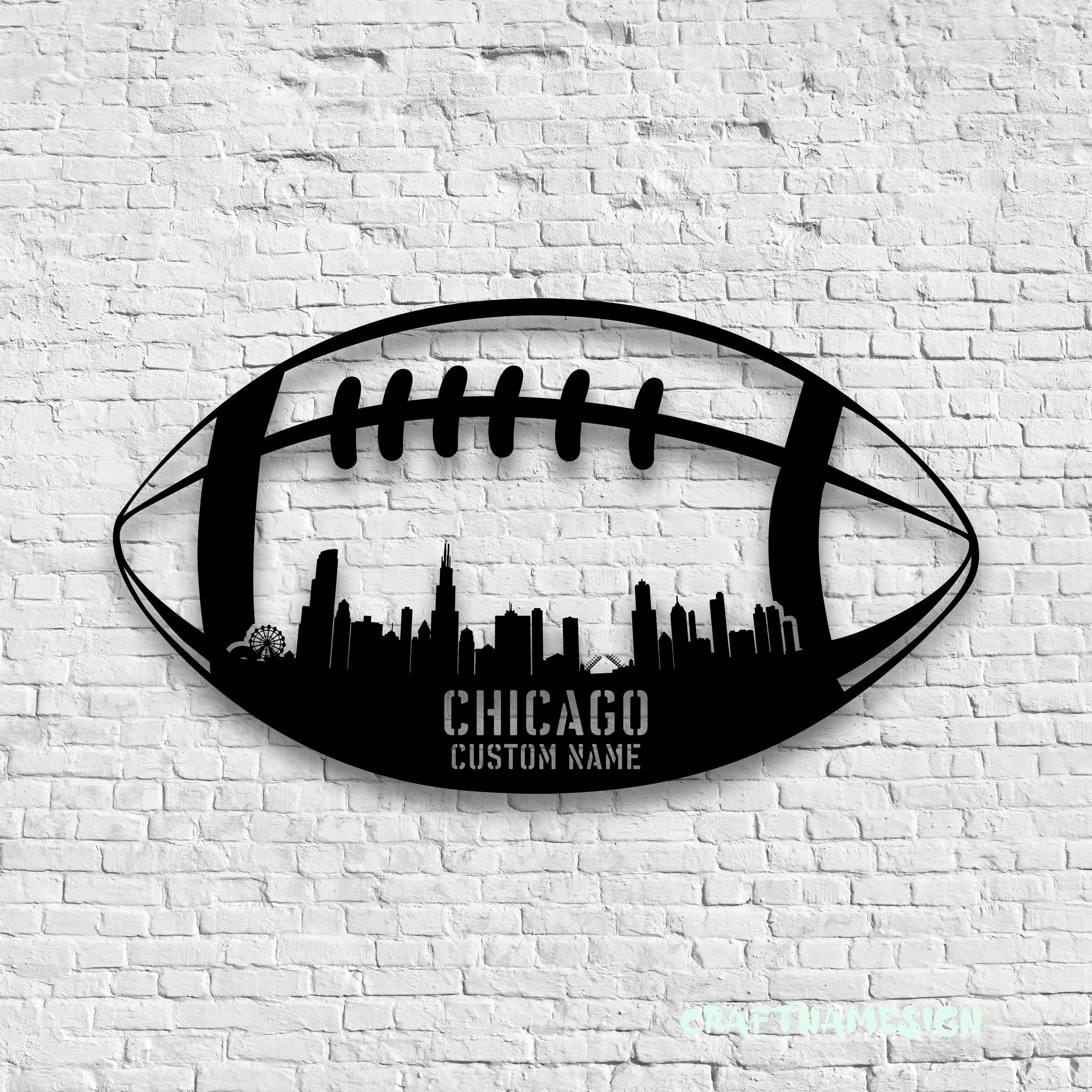 Craftnamesign Custom Chicago Skyline Football Metal Wall Art LED Light ...
