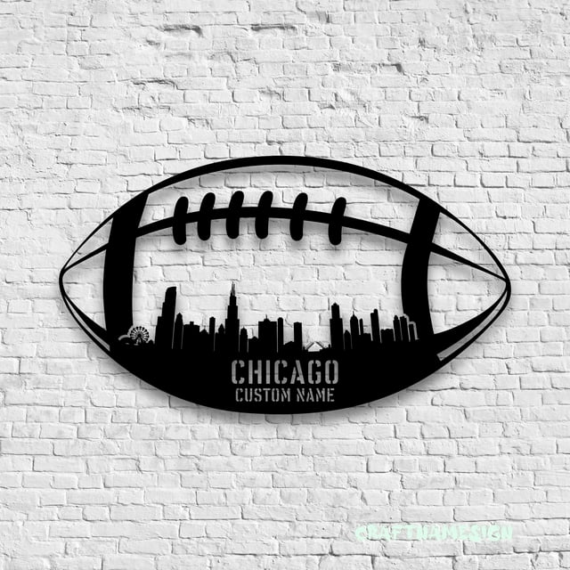 Craftnamesign Custom Chicago Skyline Football Metal Wall Art LED Light ...