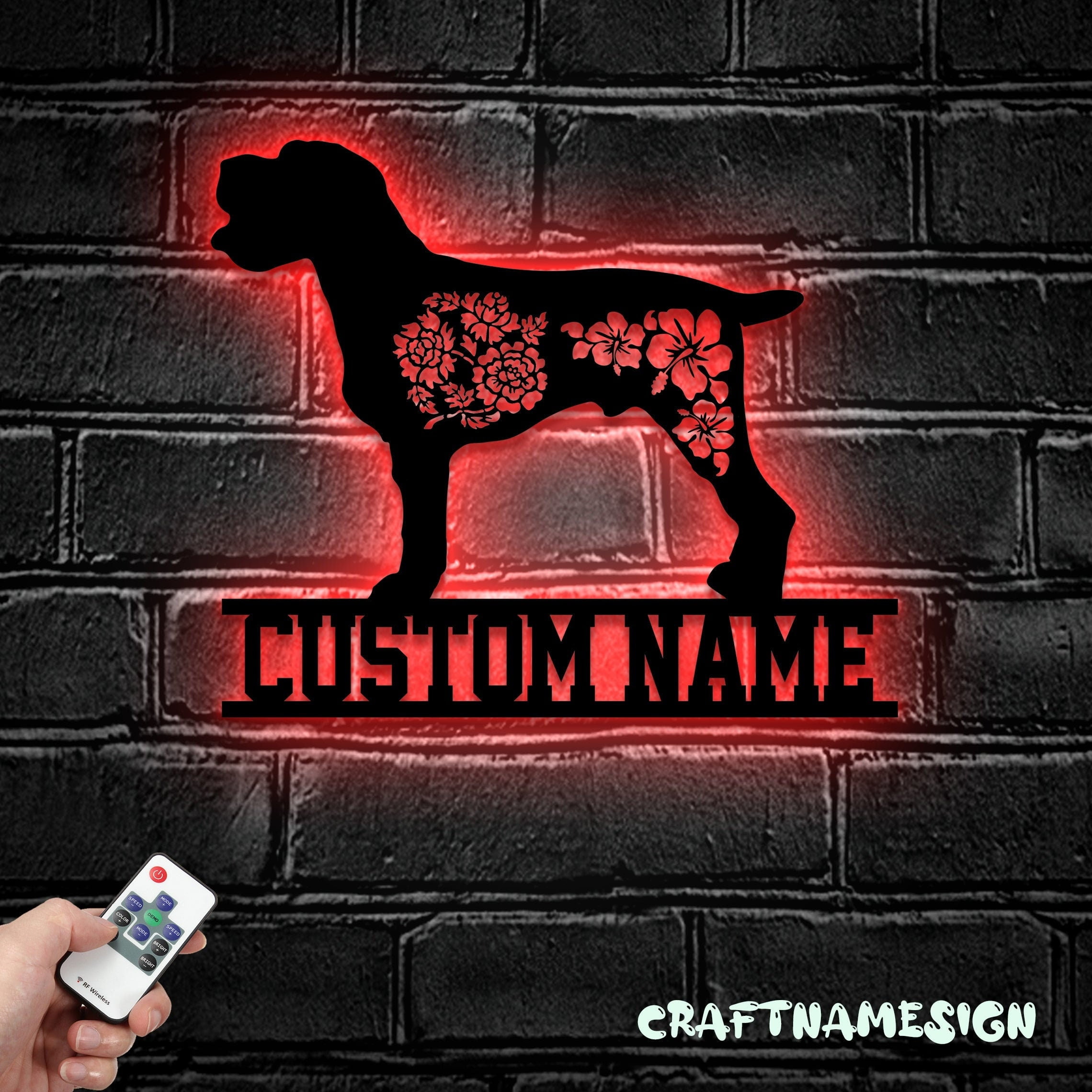 Craftnamesign Custom FLoral German Wirehaired Pointer Metal Wall Art ...