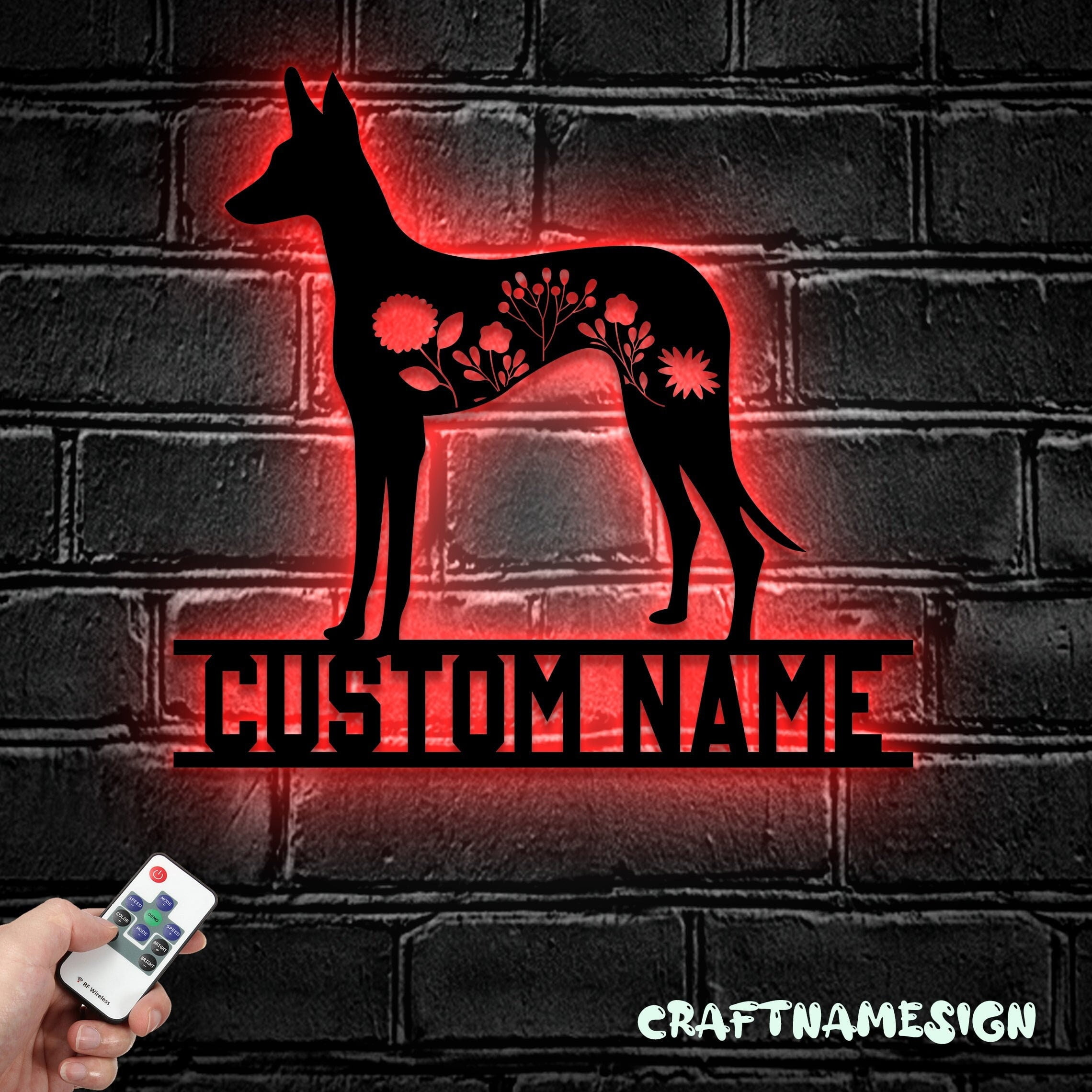 Craftnamesign Custom FLoral Ibizan Hound Metal Wall Art, Custom Flower ...