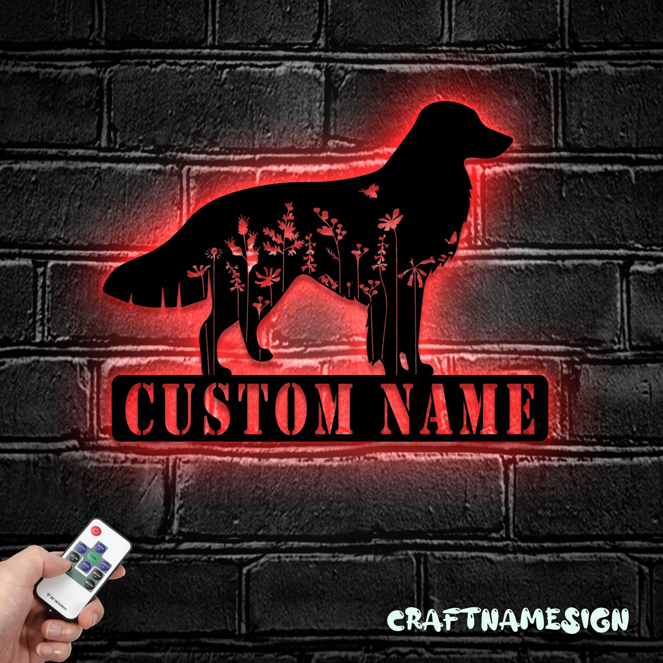 Craftnamesign Custom FLoral Kooikerhondje Metal Wall Art LED Light, Dog ...