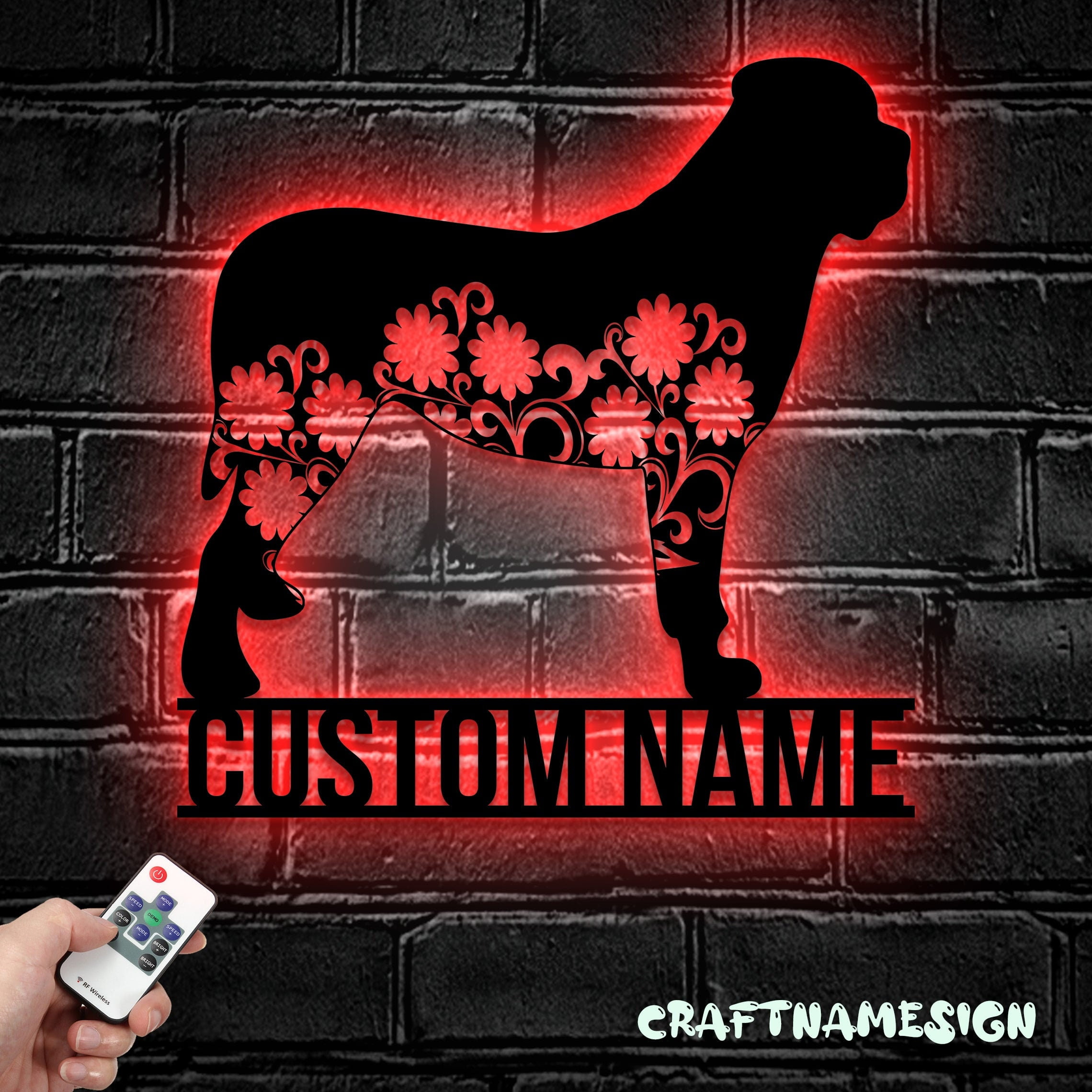 Craftnamesign Custom FLoral Mastiff Metal Wall Art, Personalized Flower ...