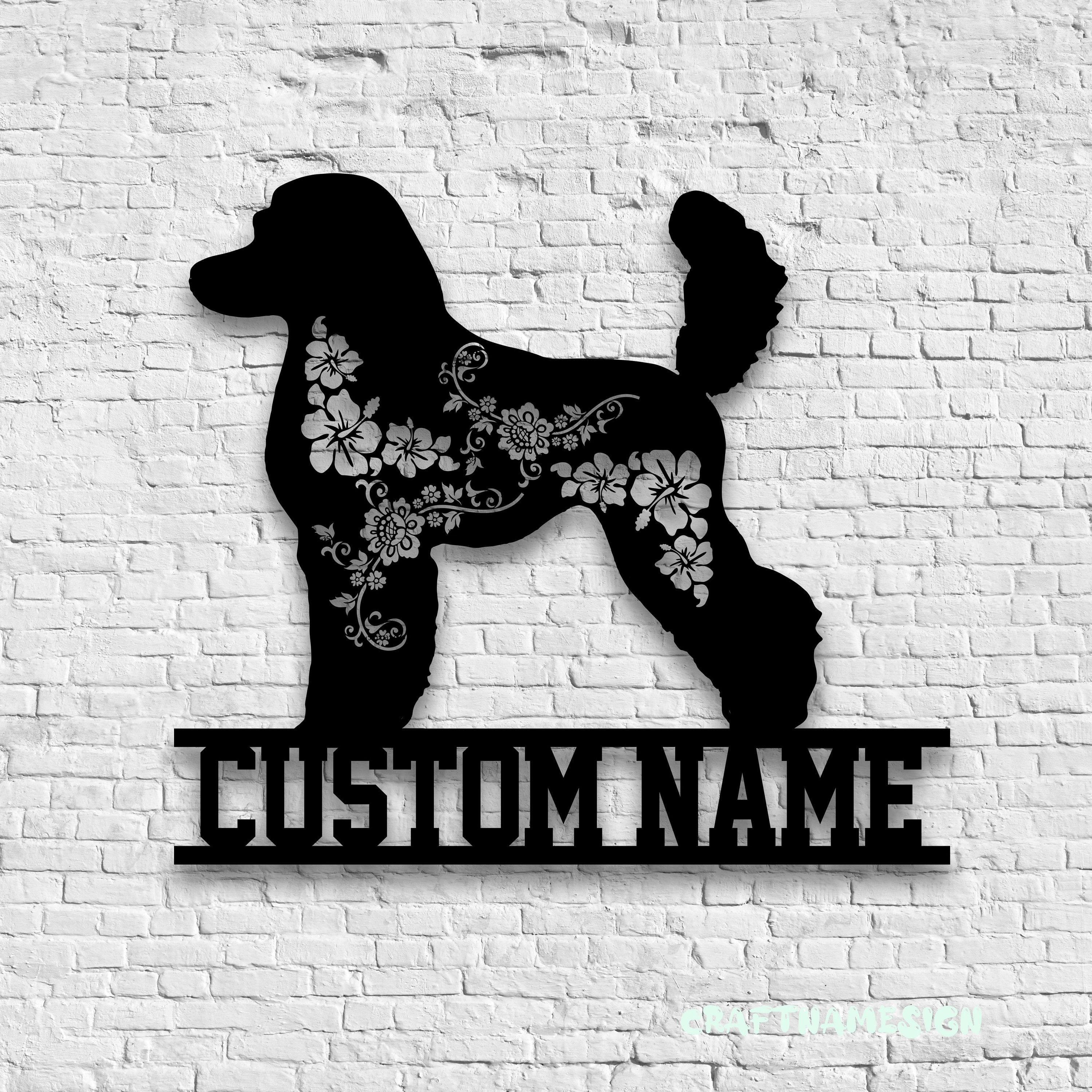 Craftnamesign Custom FLoral Poodle Metal Wall Art LED Light, Poodle Dog ...