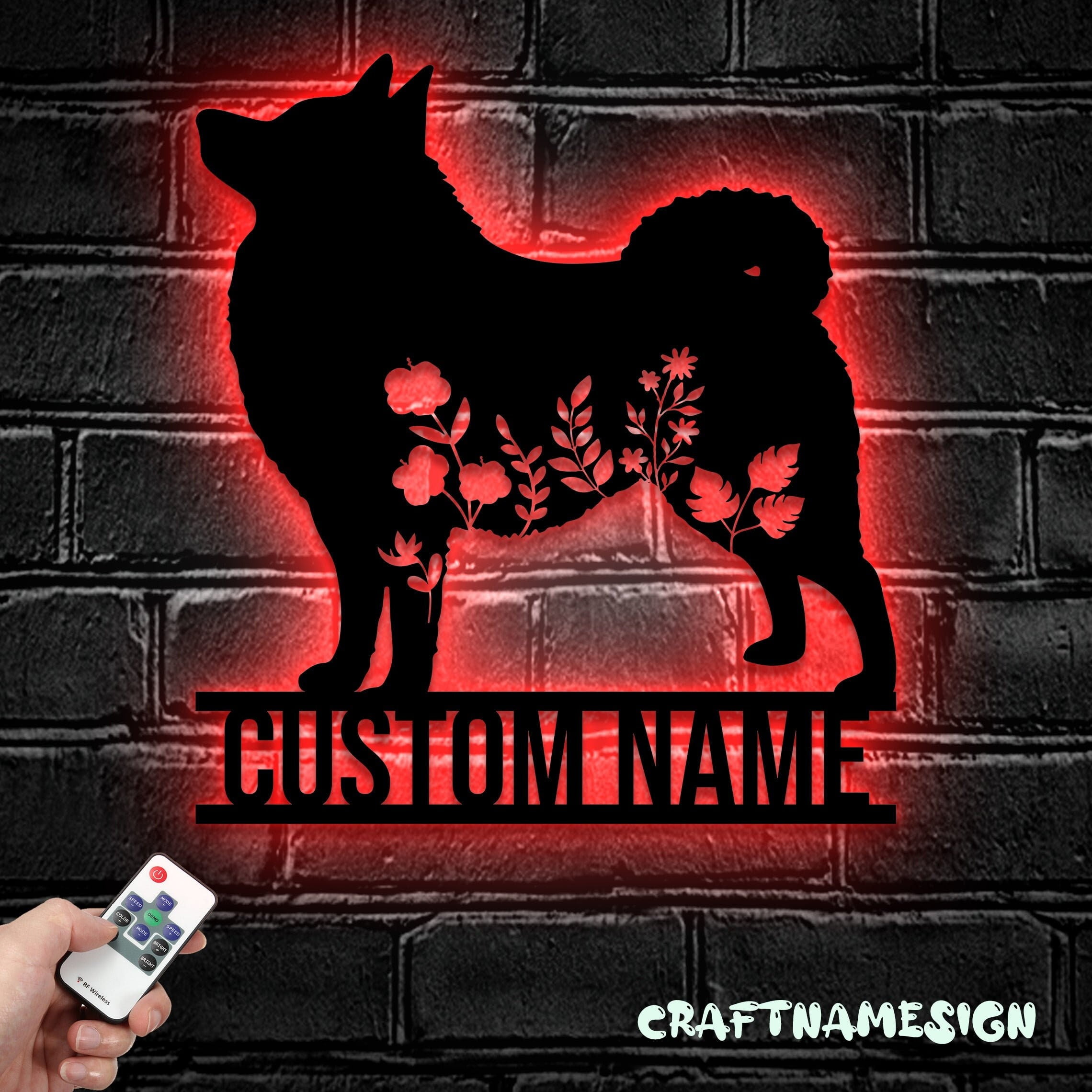 Craftnamesign Custom FLoral Schipperke Metal Wall Art LED Light, Flower ...