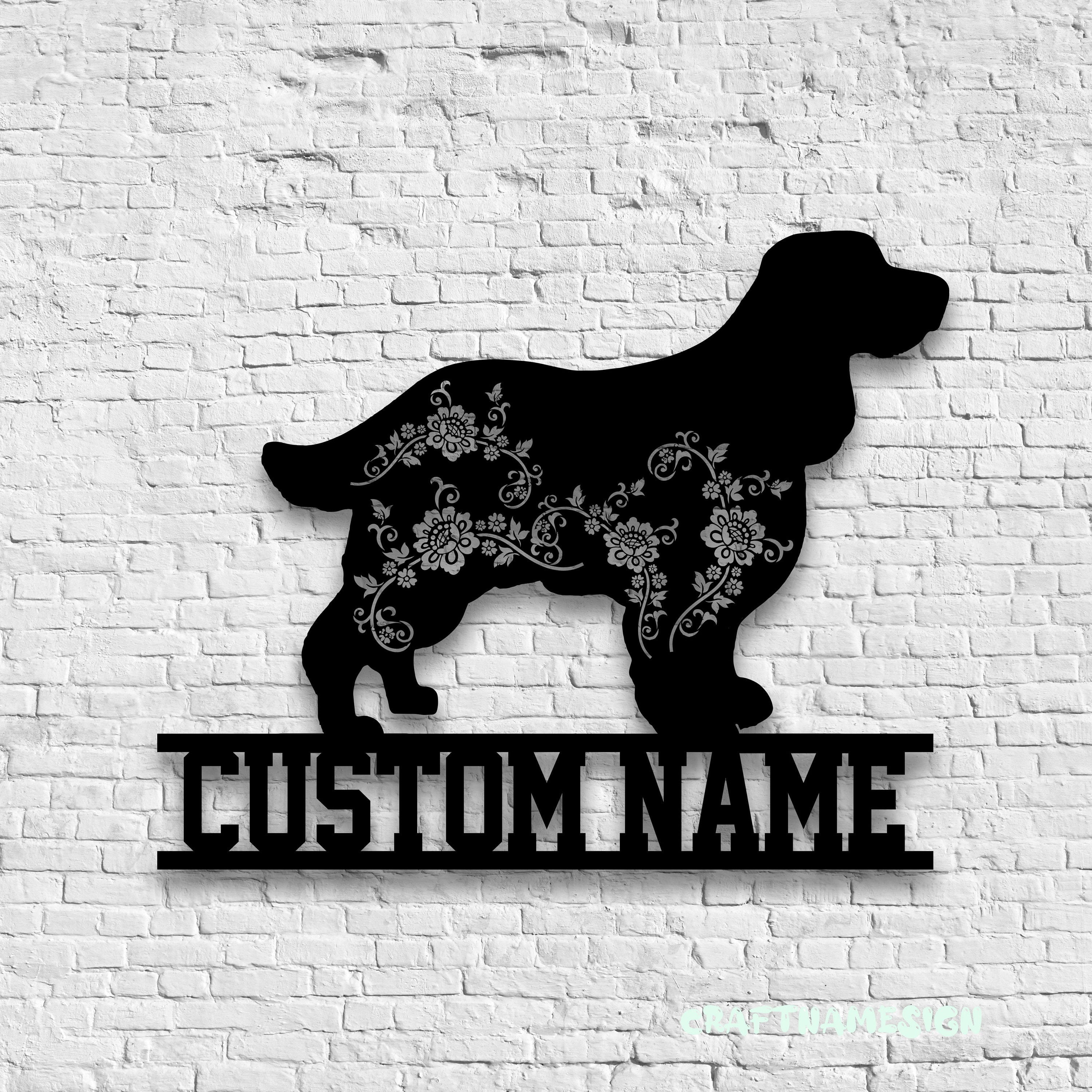 Craftnamesign Custom FLoral Springer Spaniel Metal Wall Art LED Light ...