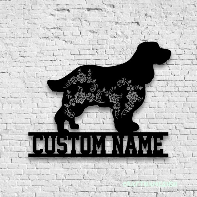 Craftnamesign Custom FLoral Springer Spaniel Metal Wall Art LED Light ...