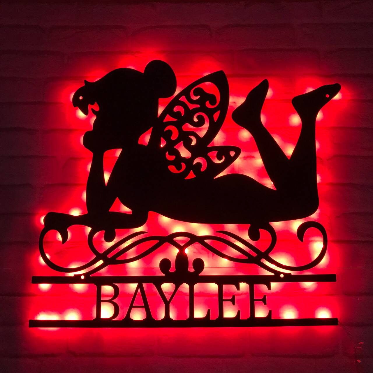 Craftnamesign Custom Fairy Metal Sign LED Light, Fairy Sign, Bedroom ...