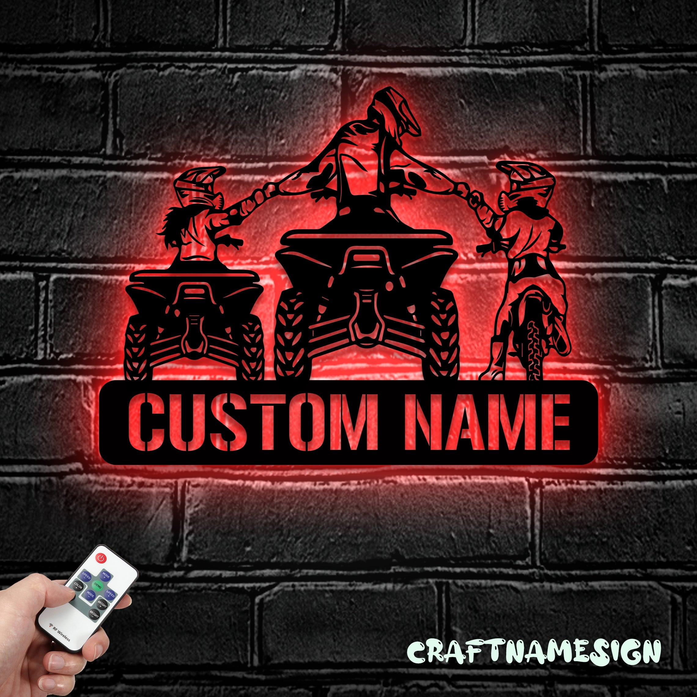 Craftnamesign Custom Family ATV Quad Motocross Biker Metal LED Light ...