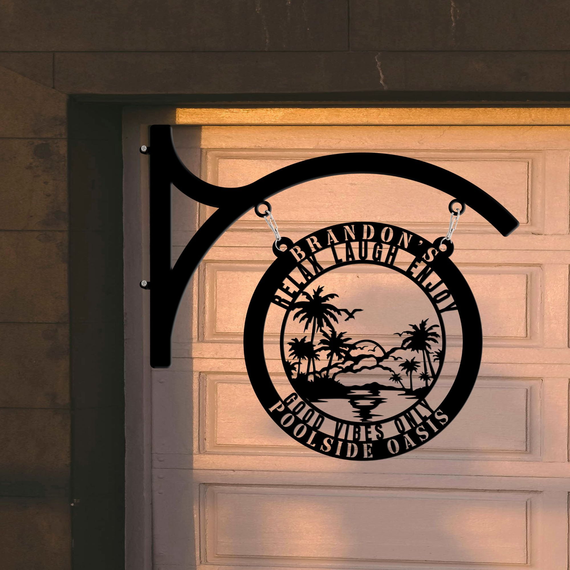 Craftnamesign Custom Family Poolside Oasis Metal Hanging Sign, Metal ...