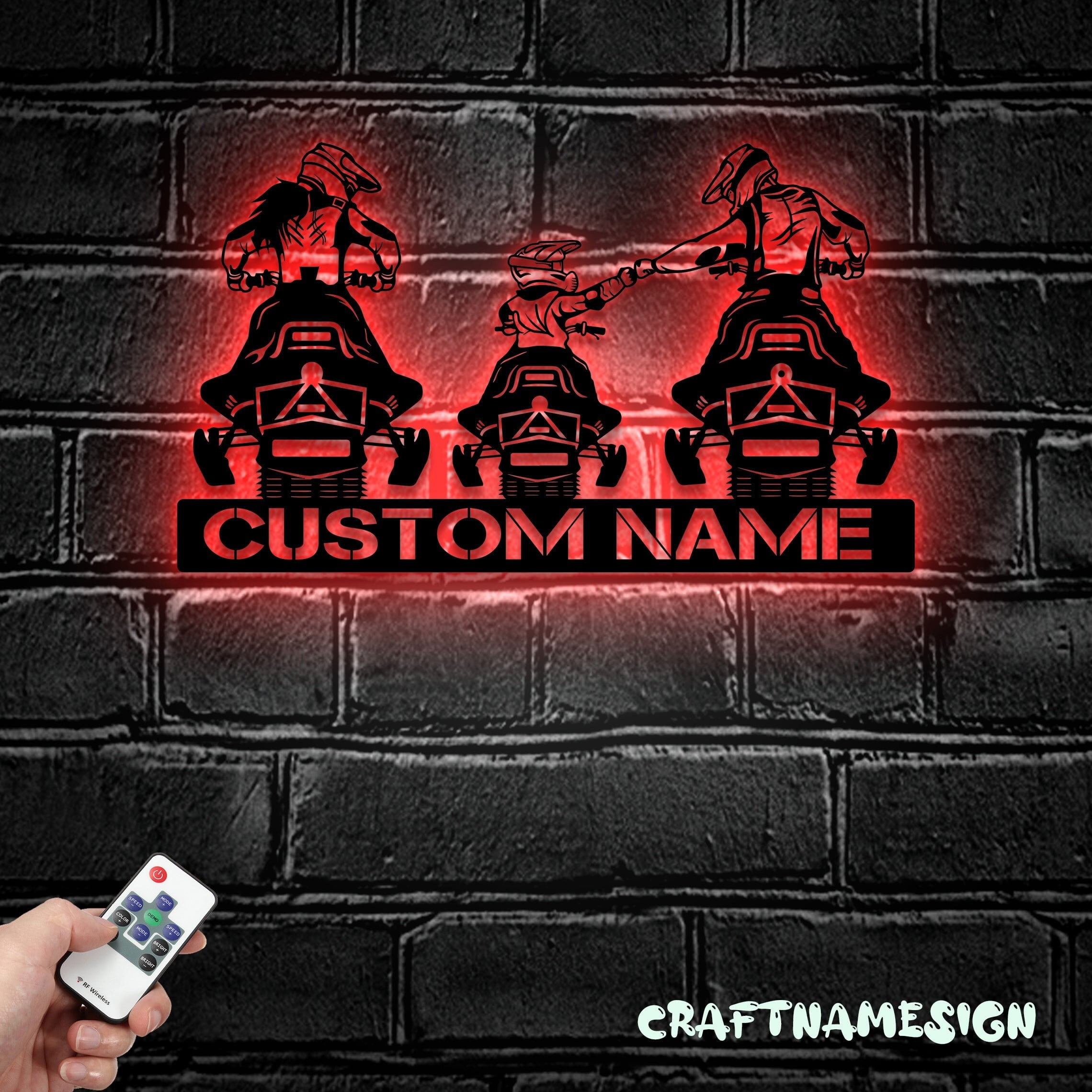 Craftnamesign Custom Family Snowmobile Metal Sign LED Light, Snowmobile ...