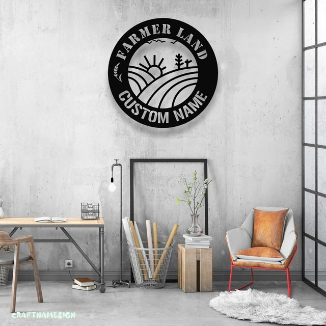 Craftnamesign Custom Farmer Land Metal Wall Art LED Light, Grain ...