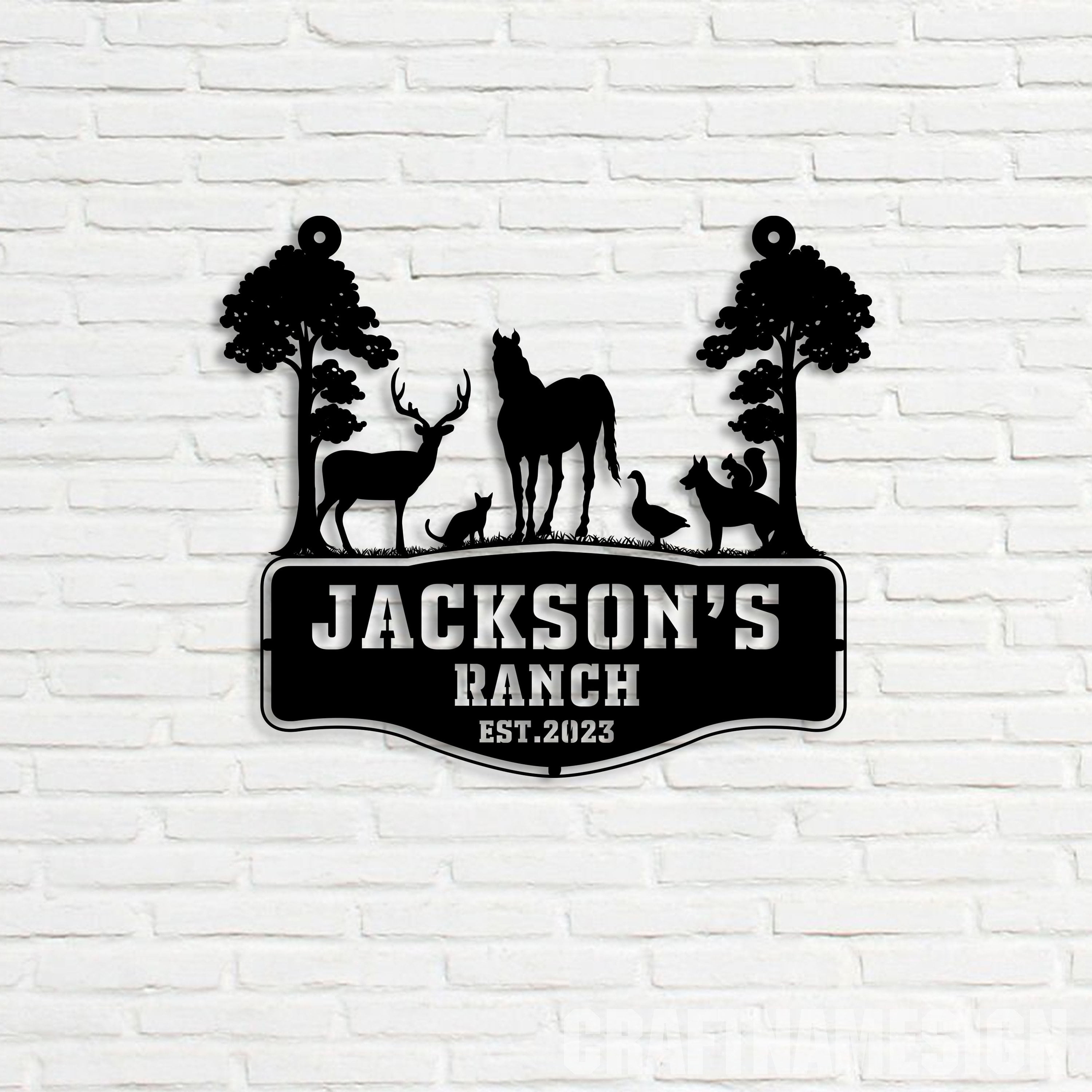 Craftnamesign Custom Farmhouse Hanging Outdoor, Metal Farm Sign, Farmer ...