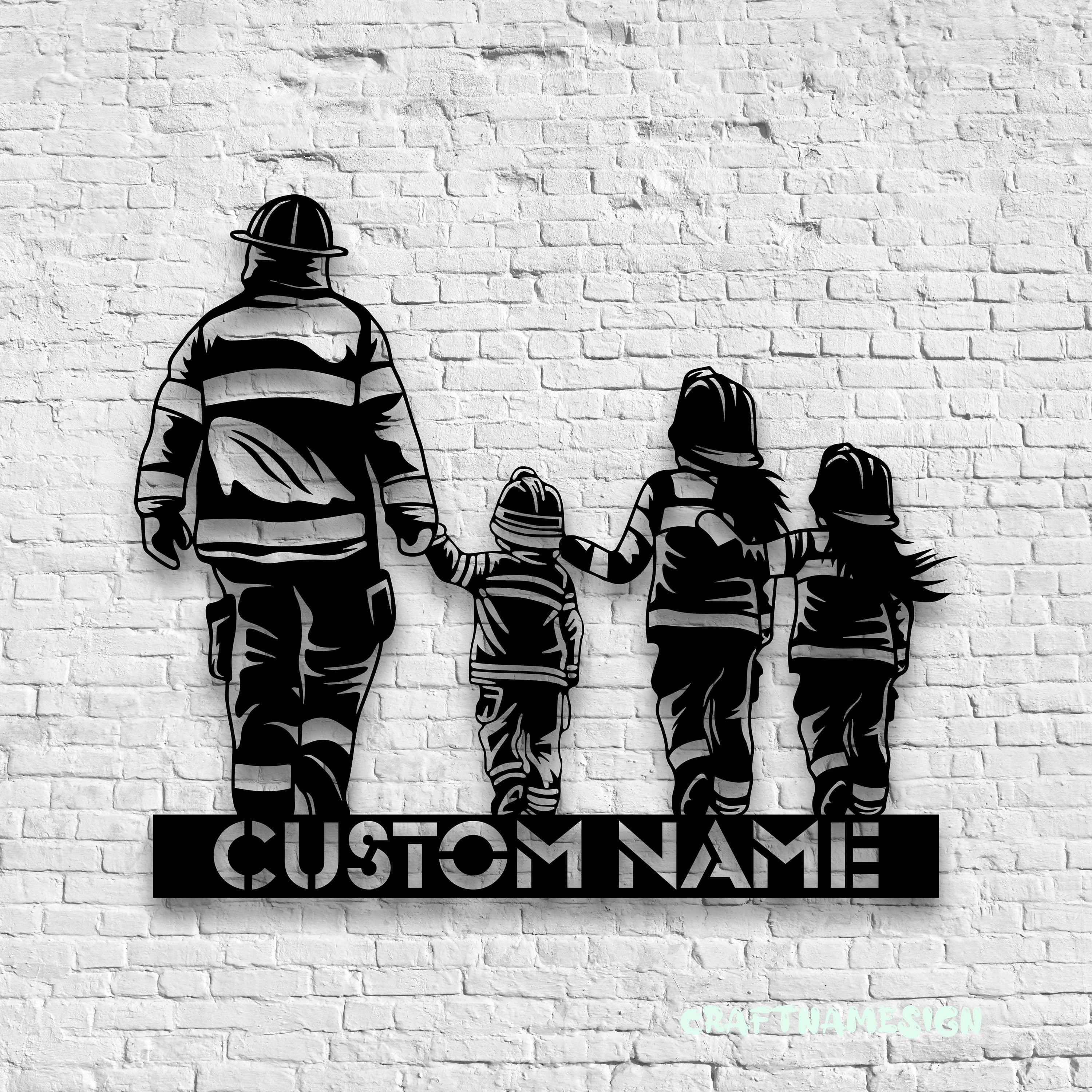 Craftnamesign Custom Father Firefighter Metal Wall Art LED Light ...