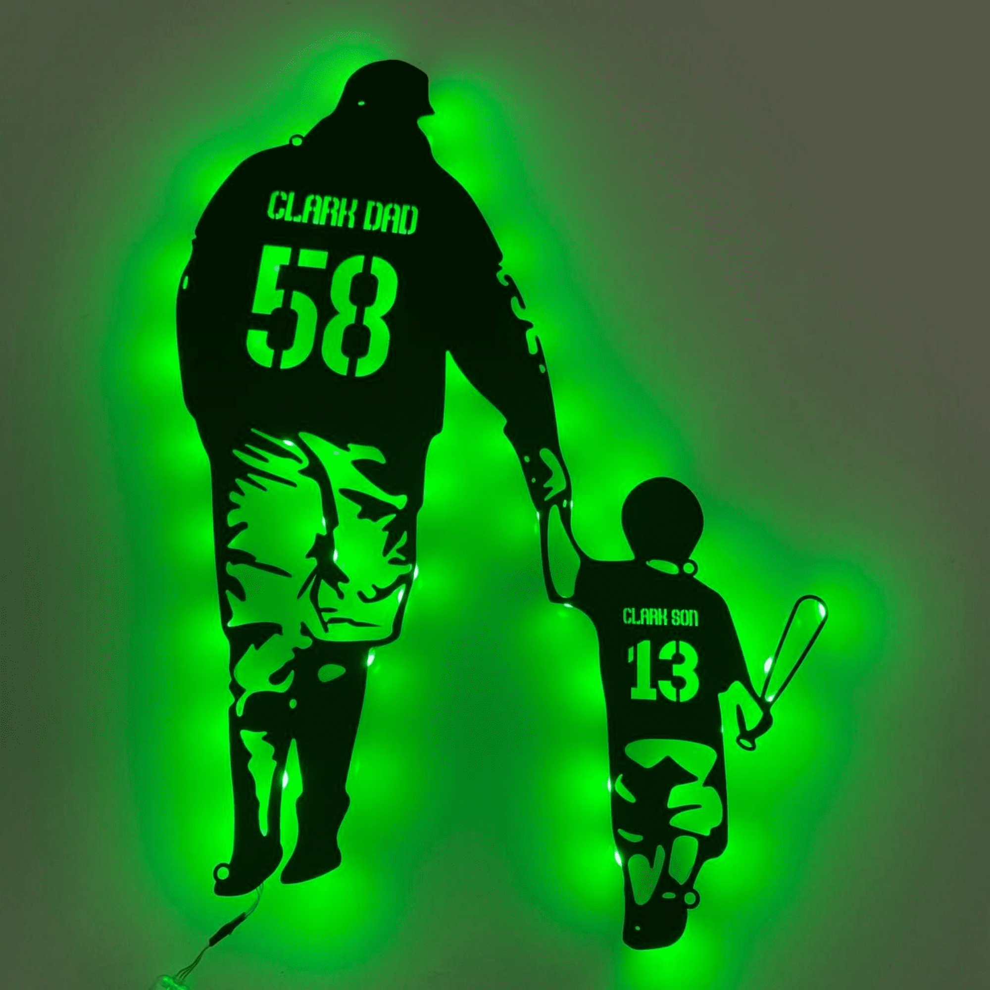 Craftnamesign Custom Father Son Baseball Metal Wall Art LED Light, Gift ...