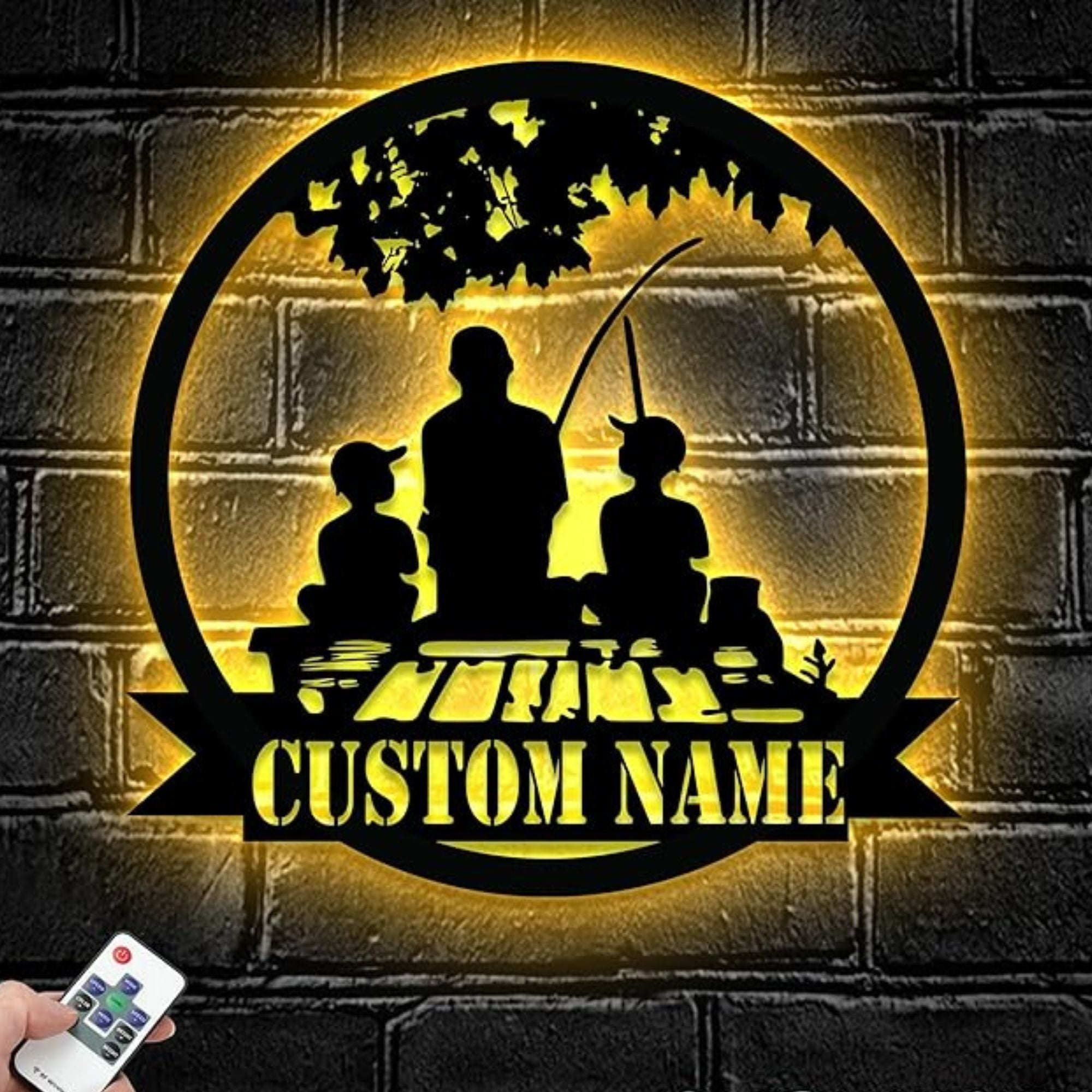 Craftnamesign Custom Father Son Fishing LED Light Metal Sign, Fishing ...