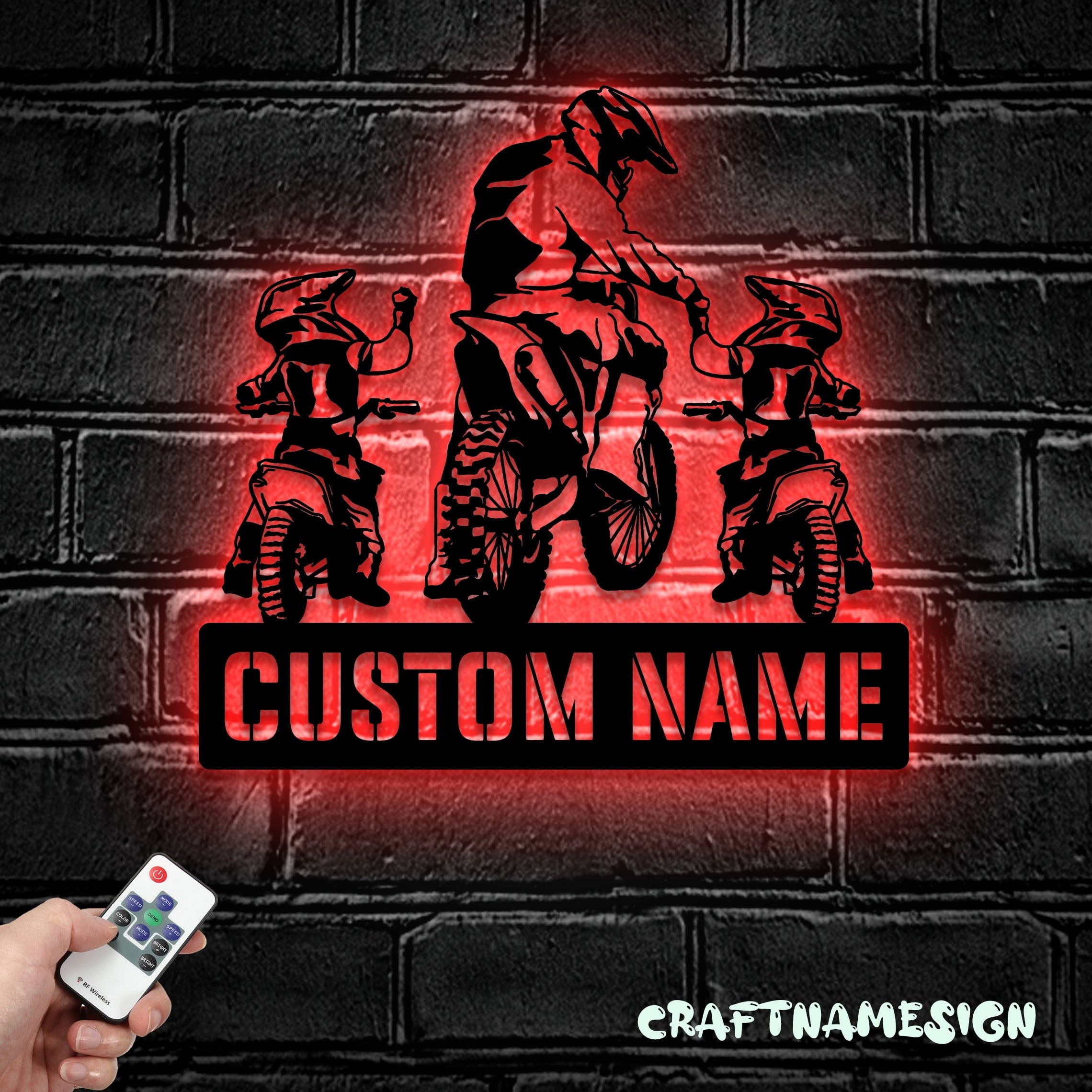 Craftnamesign Custom Father Son Motocross Biker Metal LED Light, Custom ...
