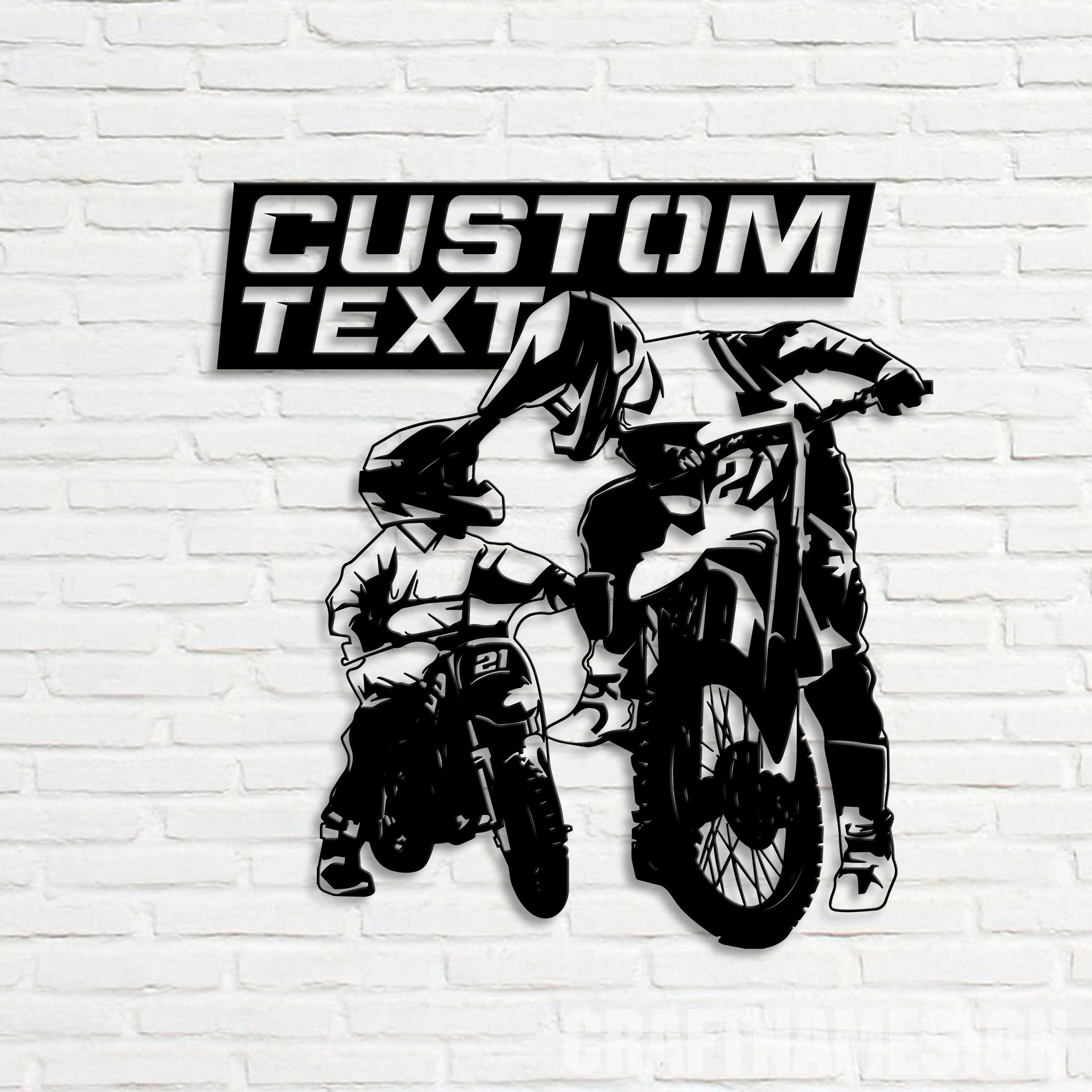 Craftnamesign Custom Father Son Motocross Metal Wall Art LED Light ...