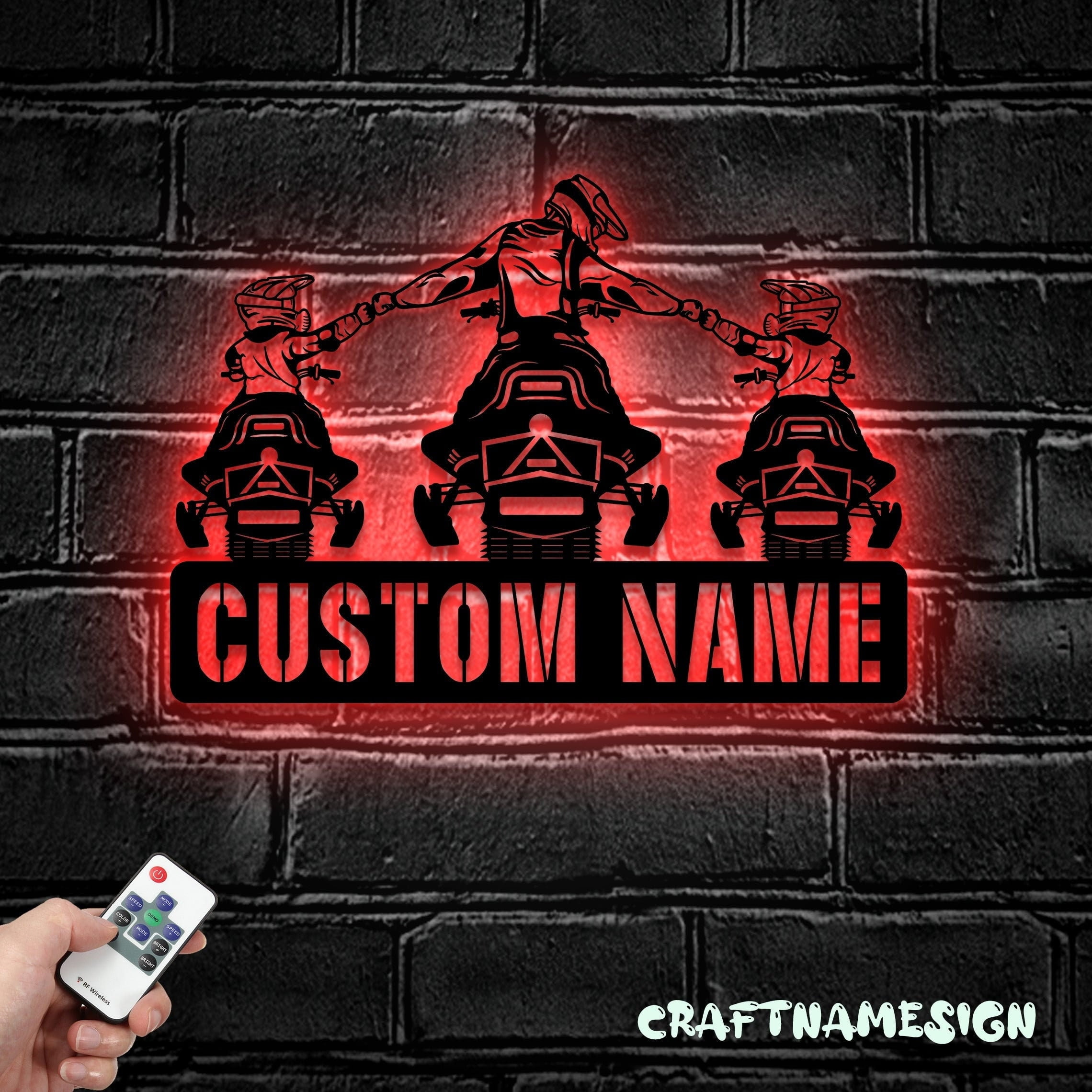 Craftnamesign Custom Father Son Snowmobile Metal Wall Art LED Light ...