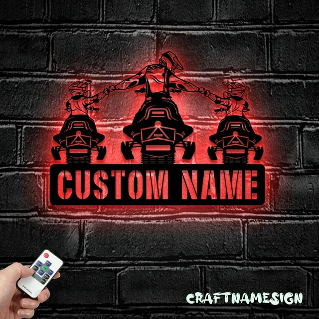 Craftnamesign Custom Father Son Snowmobile Metal Wall Art LED Light ...