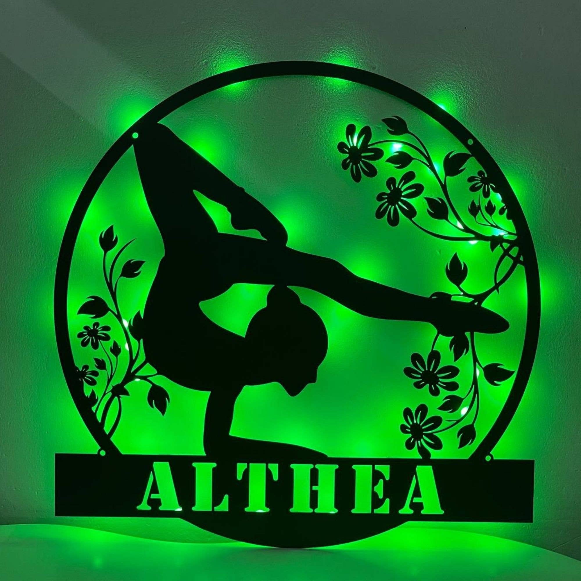 Craftnamesign Custom Female Gymnastics Metal Wall Art LED Light ...